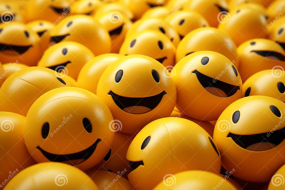 A Large Group of Yellow Smiley Faces Stock Illustration - Illustration ...