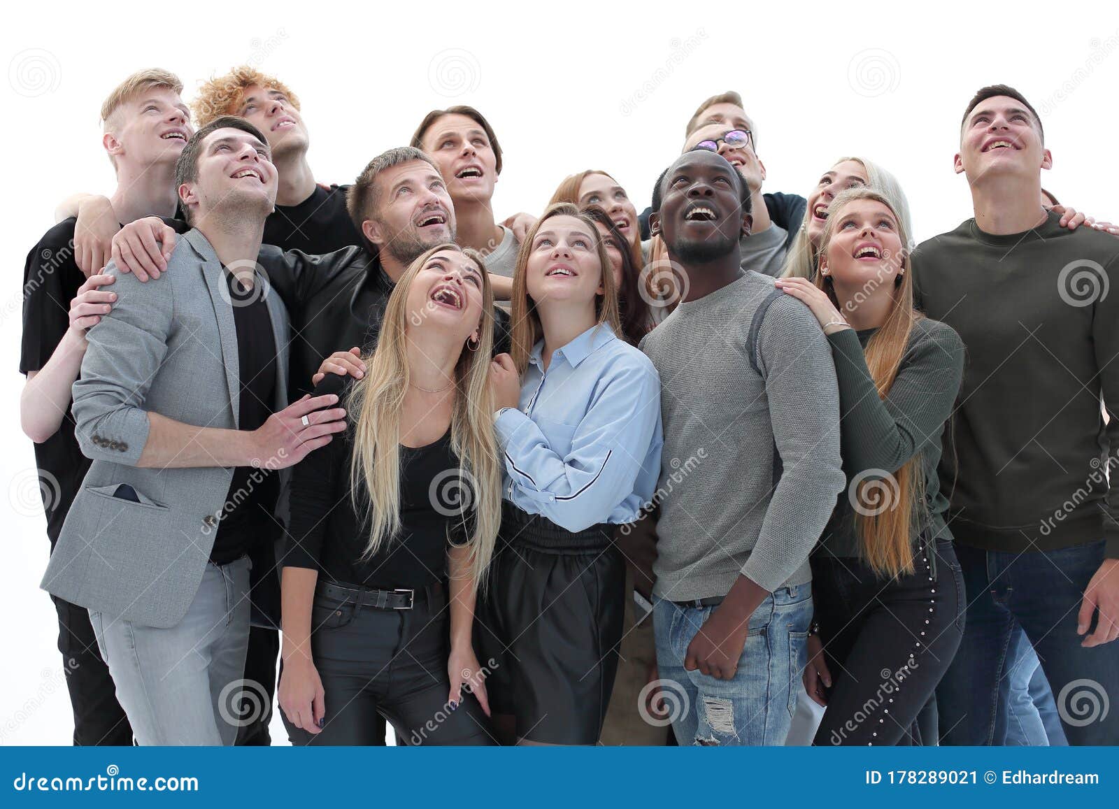 Large Group of Young People Looking Somewhere Up Stock Image - Image of ...