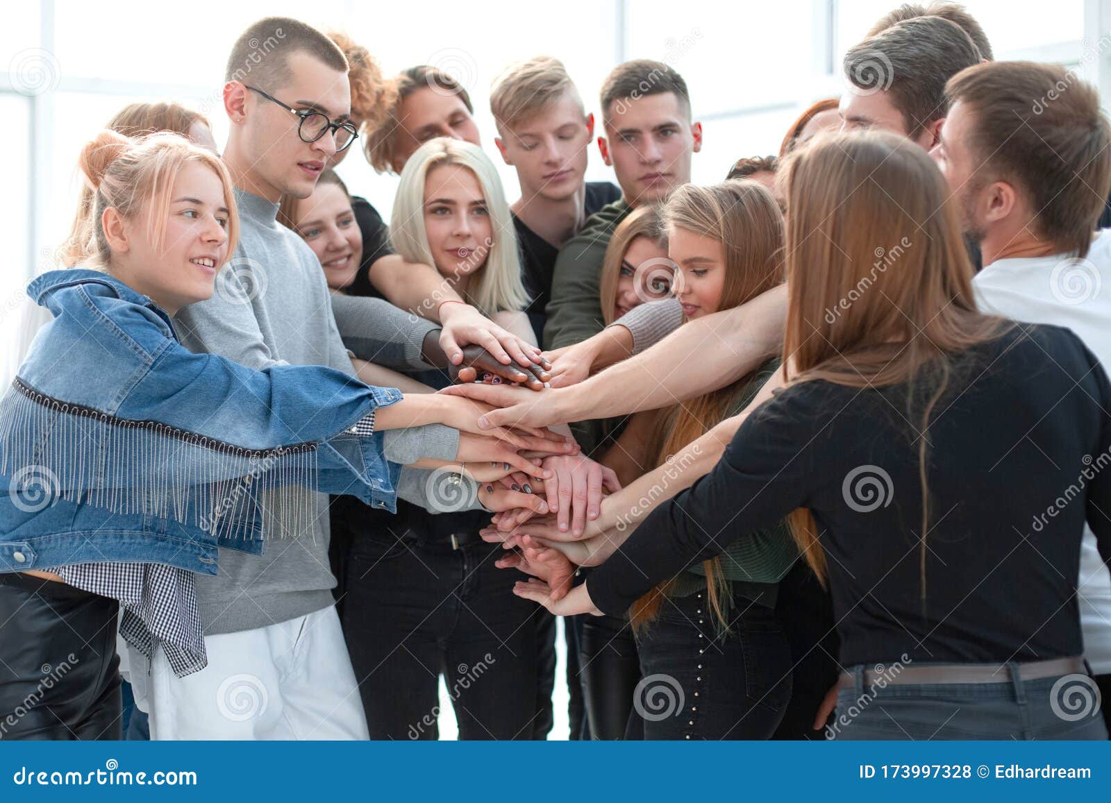 Large Group of Young People Showing Their Unity Stock Photo - Image of ...