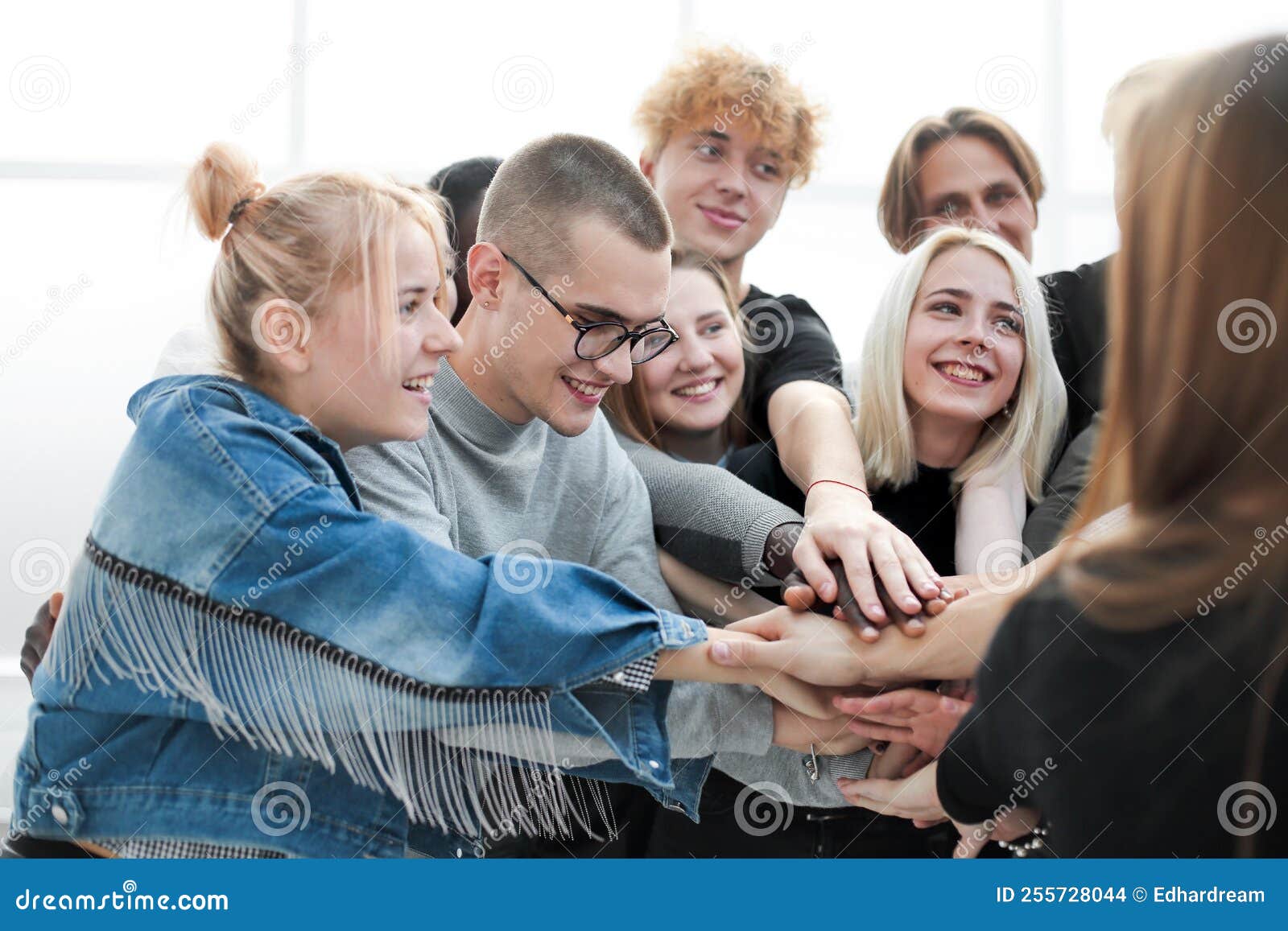 Large Group of Young People Showing Their Unity Stock Photo - Image of ...