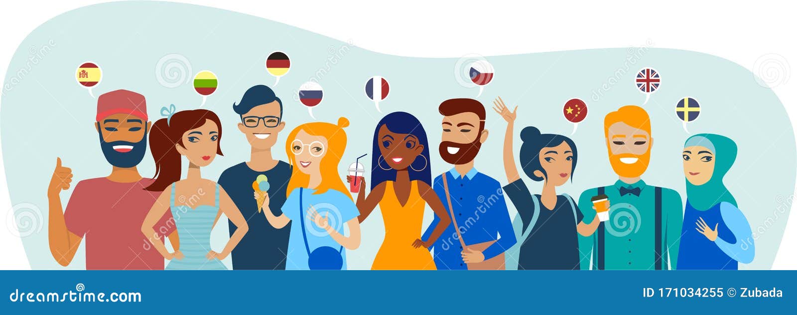 Group of Students Speaking Different Languages Stock Vector ...