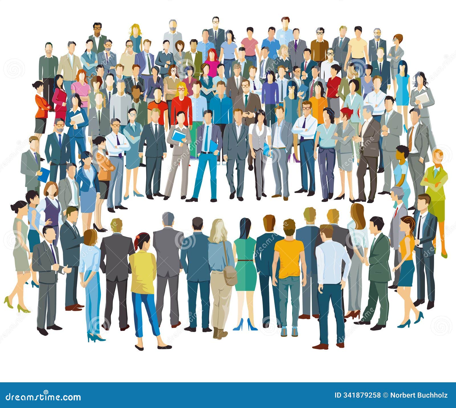 Large Groups of People on White Background, Illustration Isolated Stock ...