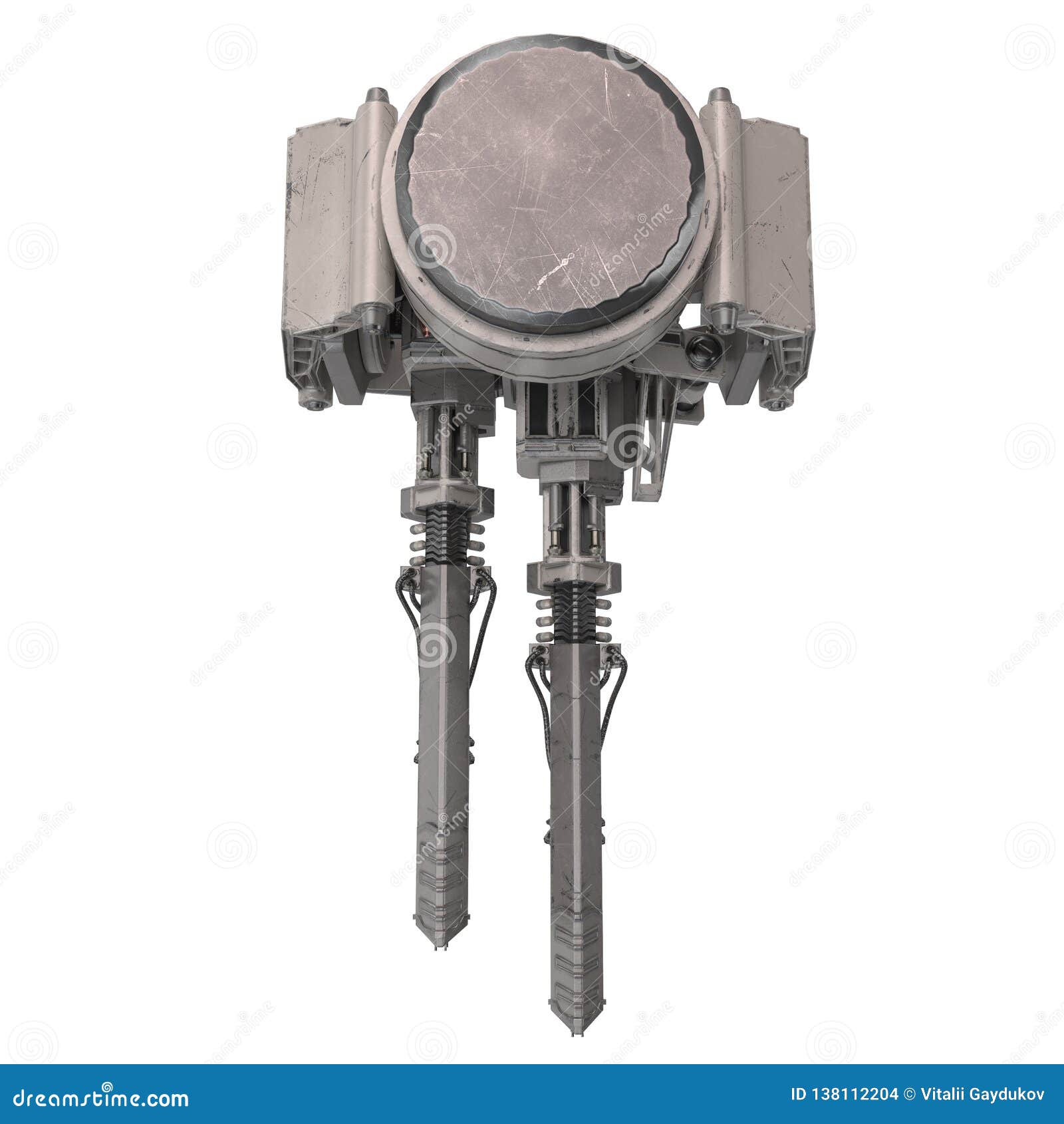 A Large Gun Turret on an Isolated White Background. 3d Illustration ...