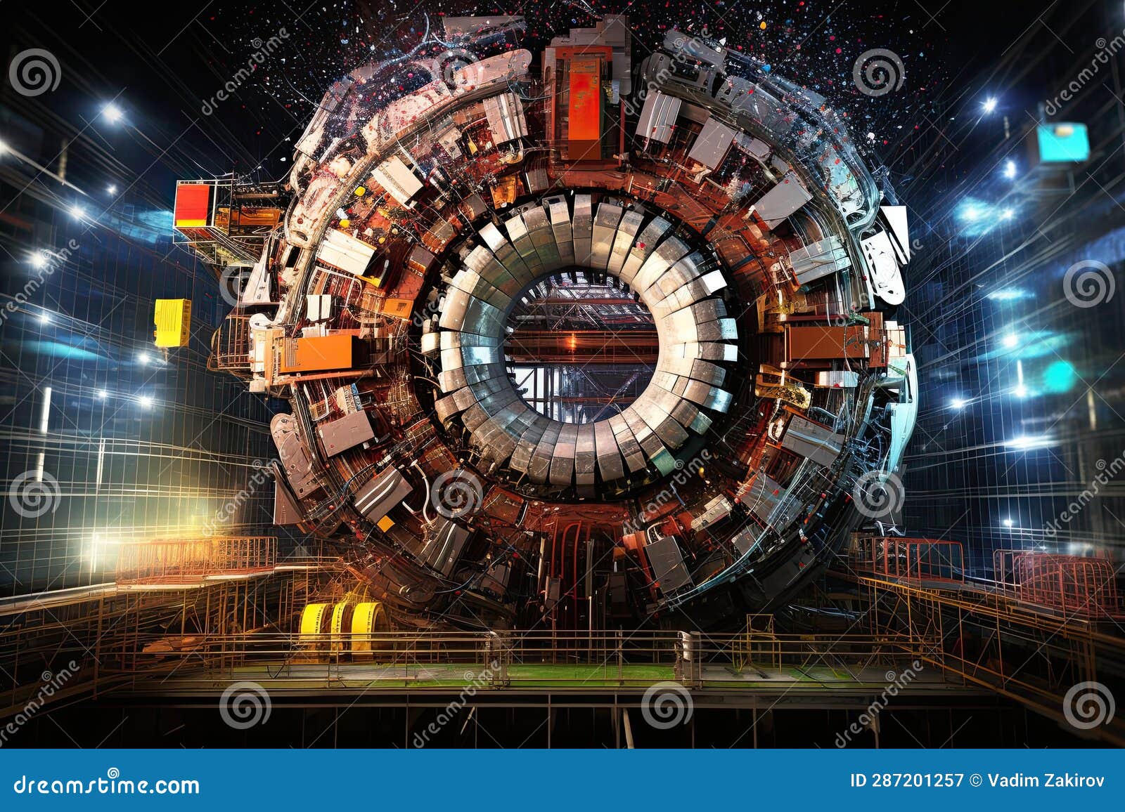 Large Hadron Collider Machine, Front View in the Mine Stock ...
