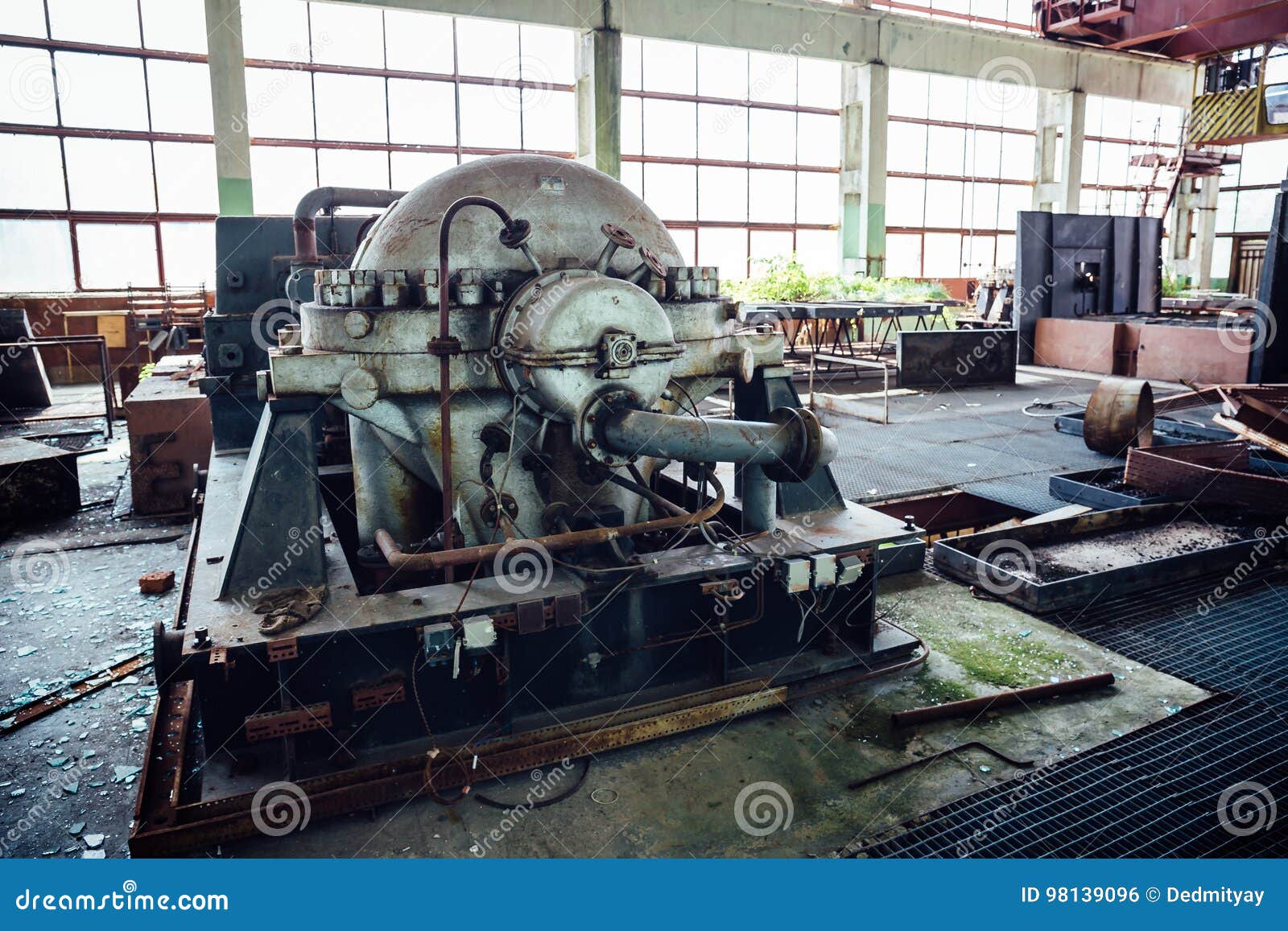 Large Hall of Abandoned Soviet Factory with Equipment Stock Photo ...