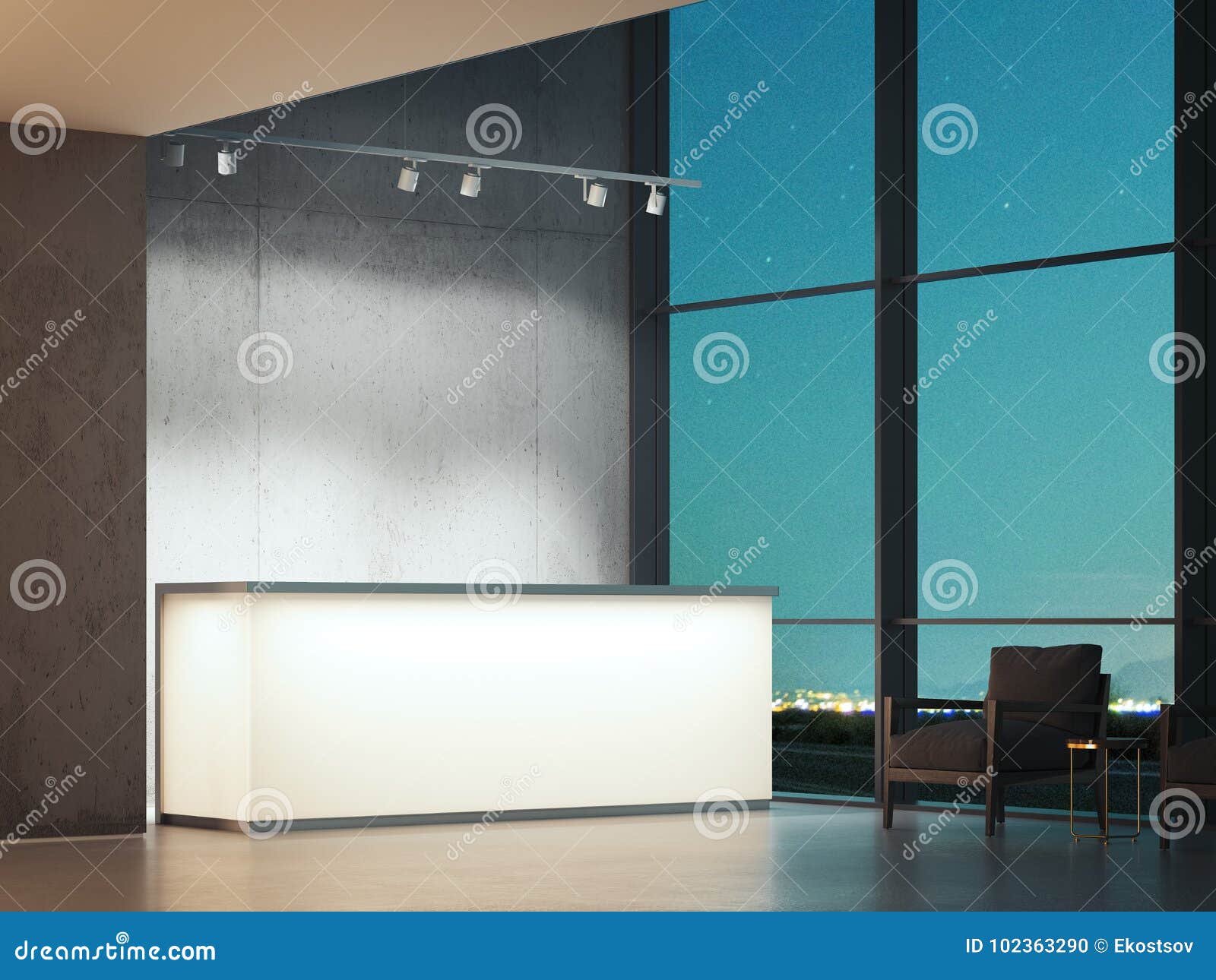 Large Hall with Office Reception. 3d Rendering Stock Illustration ...