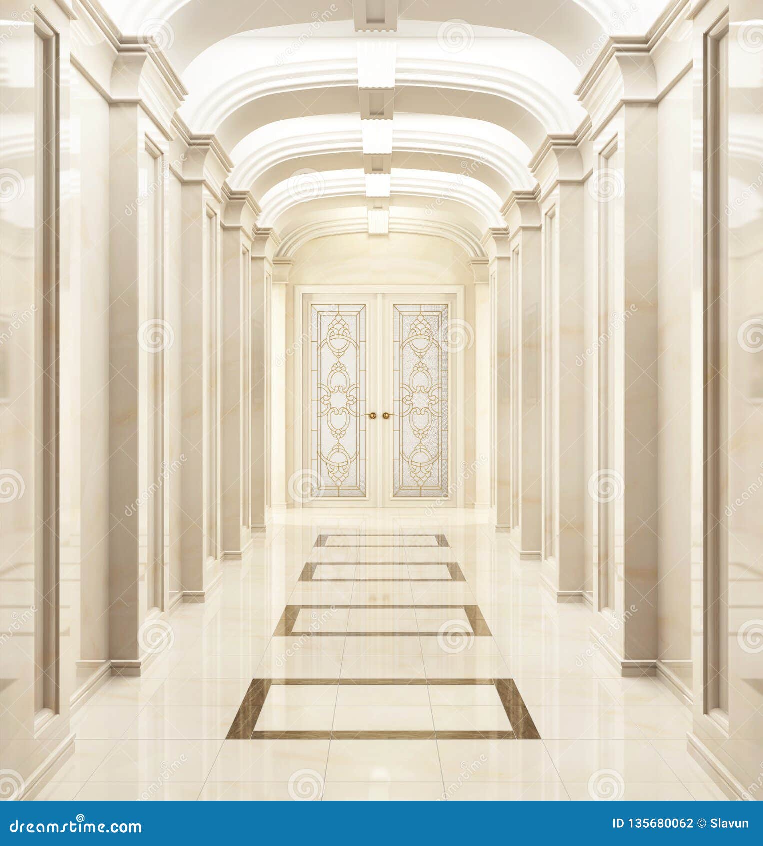 Large Hallway in a Classic Style Stock Photo - Image of design, ceiling ...