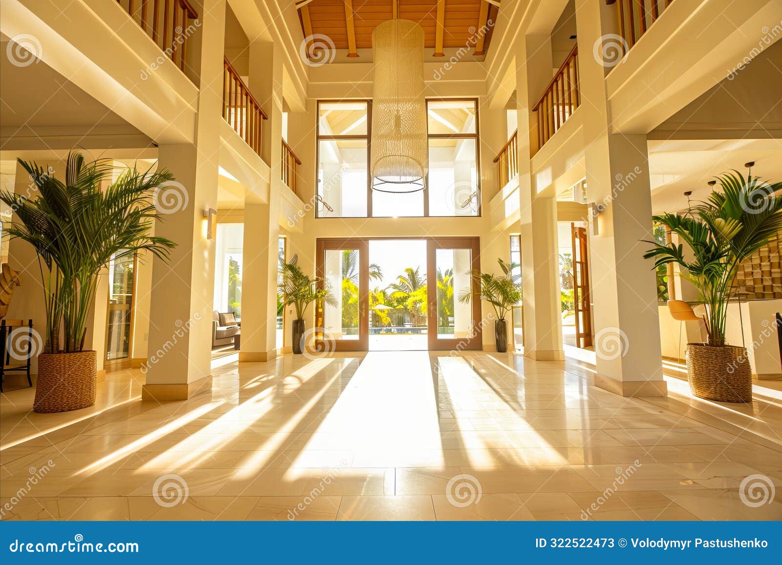 A Large Hallway with a Lot of Windows and Doors Stock Image - Image of ...