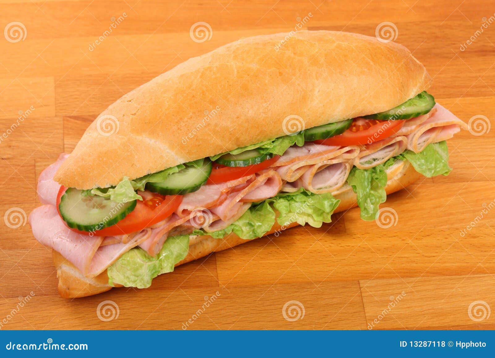 A Large Ham and Tomato Sandwich Stock Photo - Image of picnic, sandwich ...