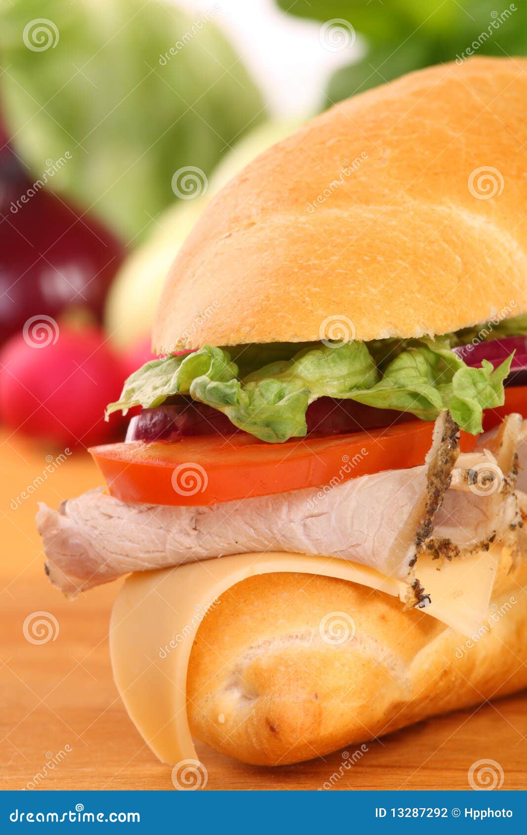 A Large Ham and Tomato Sandwich Stock Photo - Image of meal, fast: 13287292