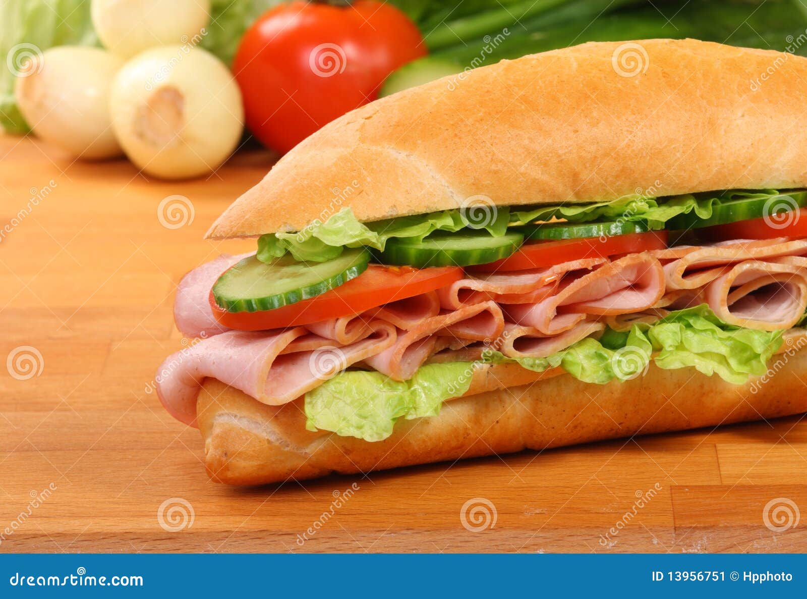A Large Ham and Tomato Sandwich Stock Image - Image of closeup ...