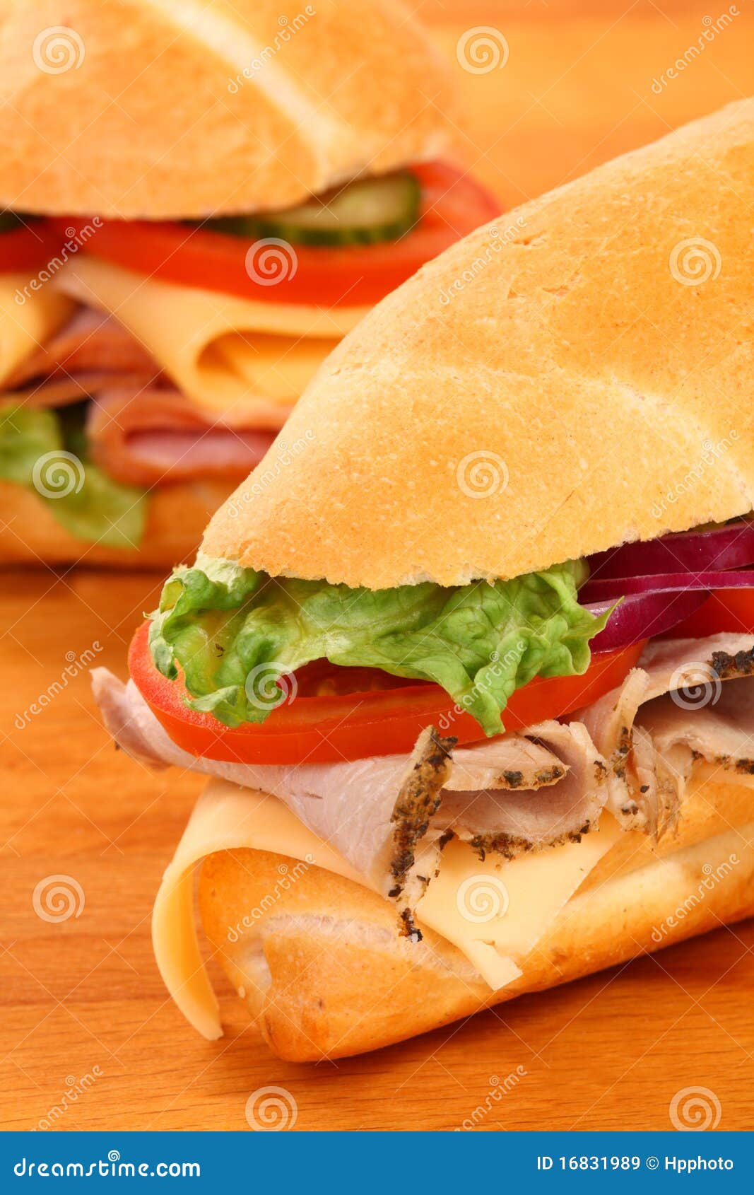 A Large Ham and Tomato Ssandwiches Stock Image - Image of slice, picnic ...