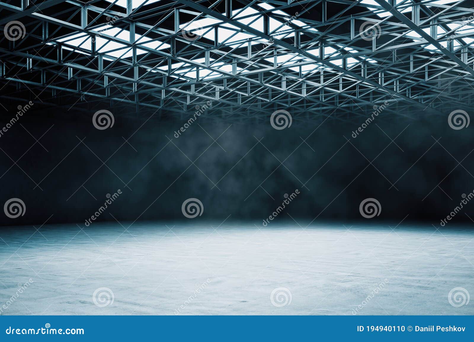 Large Hangar with Metal Structure on Ceiling Stock Illustration ...