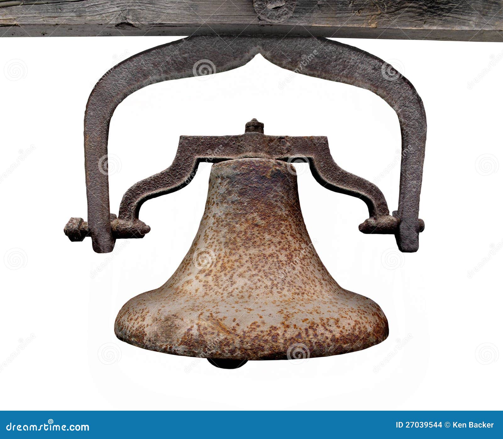Large Hanging Metal Bell Isolated Stock Photo - Image of rusted, worn ...