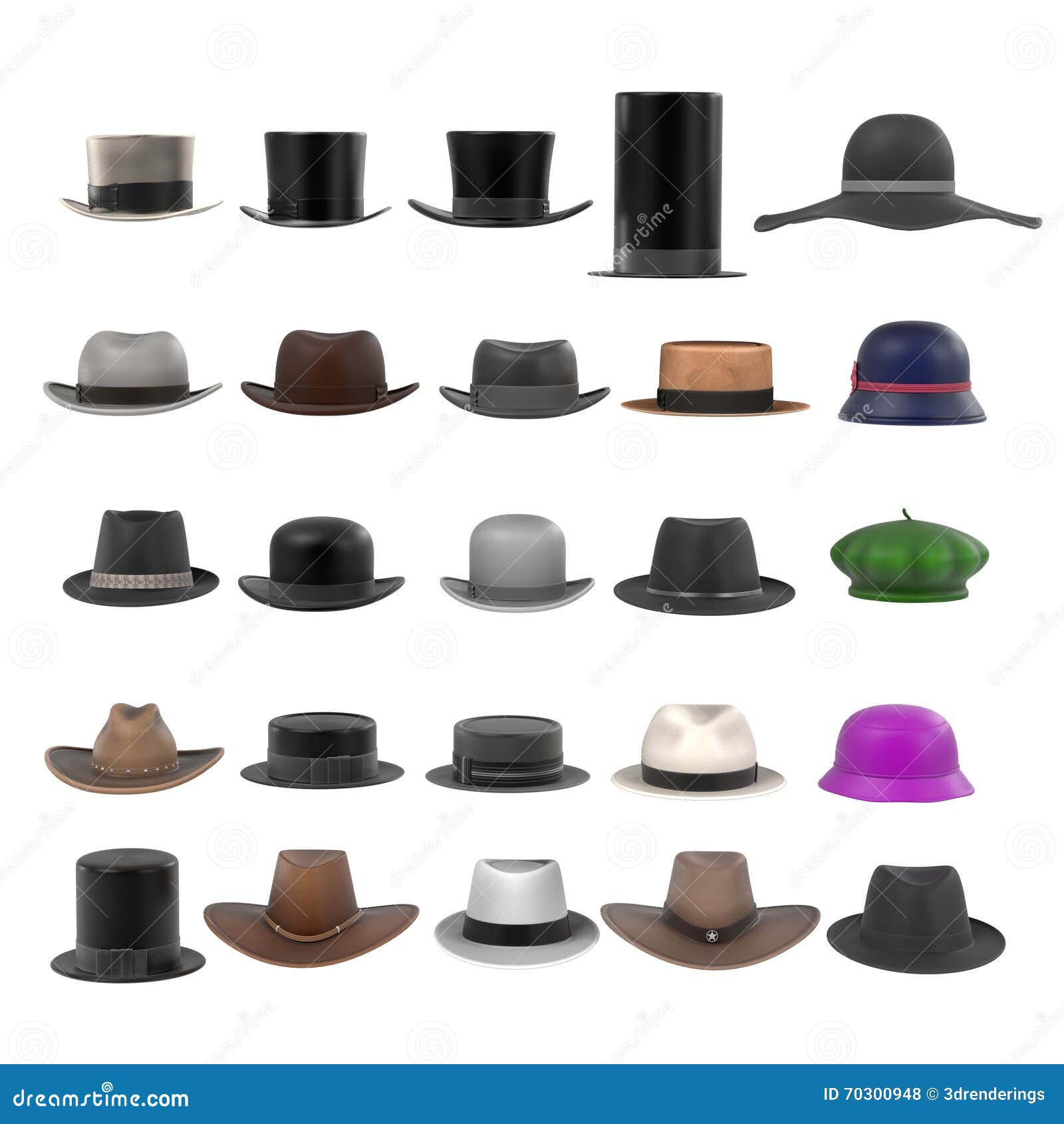 Large hats collection stock illustration. Illustration of fedora - 70300948