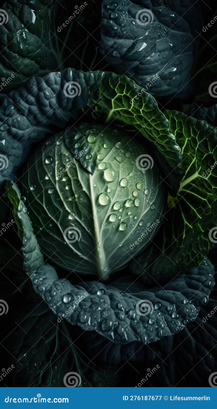 Large Head of Fresh Cabbage, Generative Ai. Stock Image - Image of ...