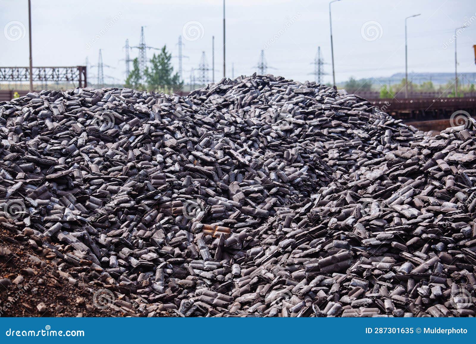 Large Heap of Briquetted Iron Stock Image - Image of metal, pellet ...