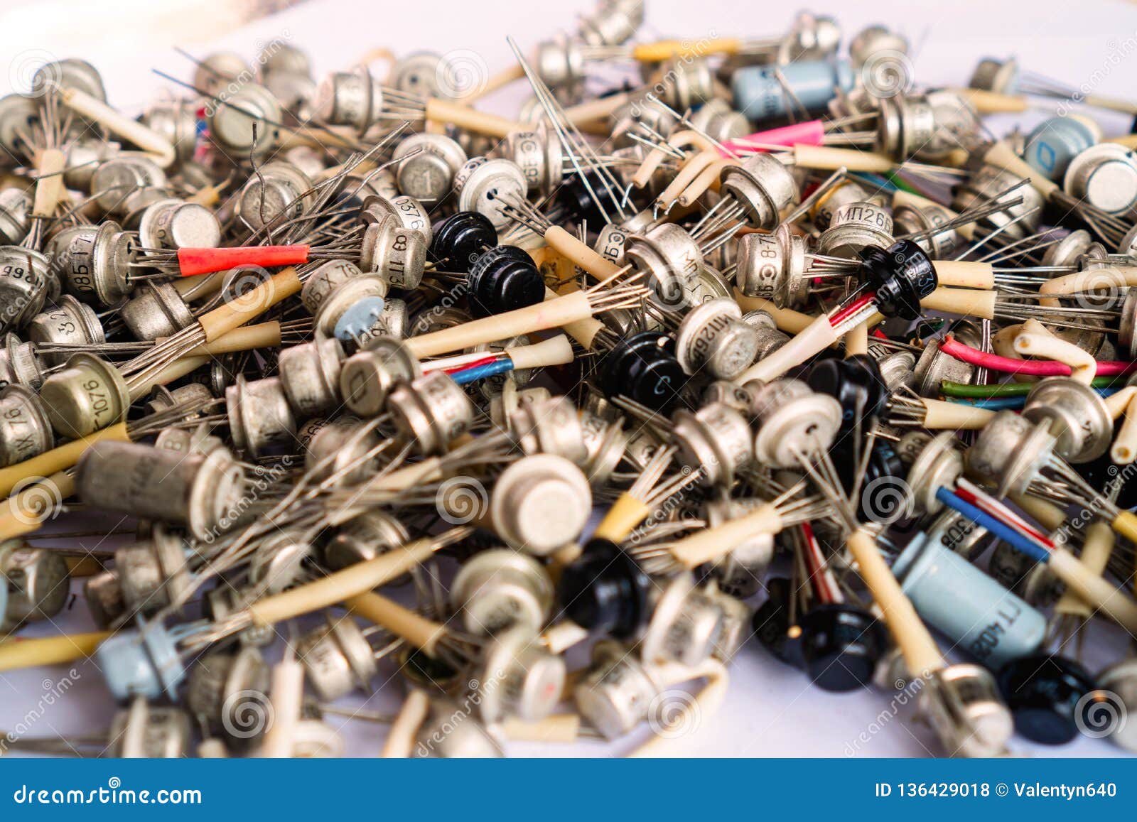 Large Heap of Old Transistors on White Background Stock Photo - Image ...