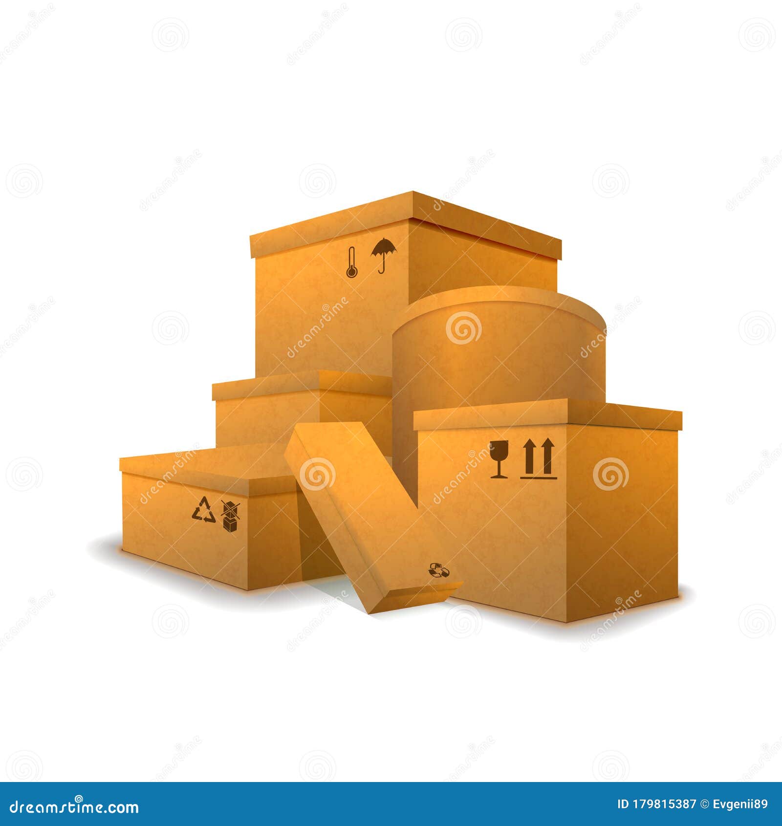 Large Heap of Parcels with Cargo Signs on White Stock Illustration ...