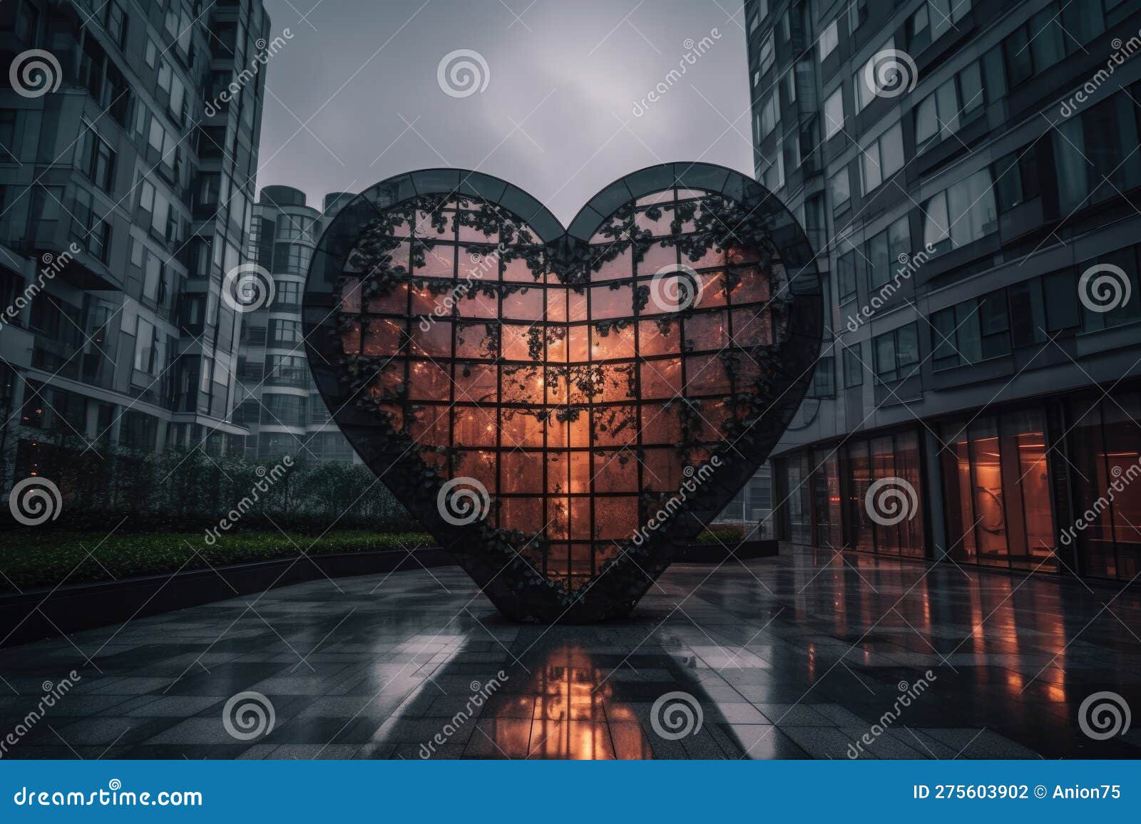 Very Large Metal Heart on the Side of a Building, Generative AI Stock ...