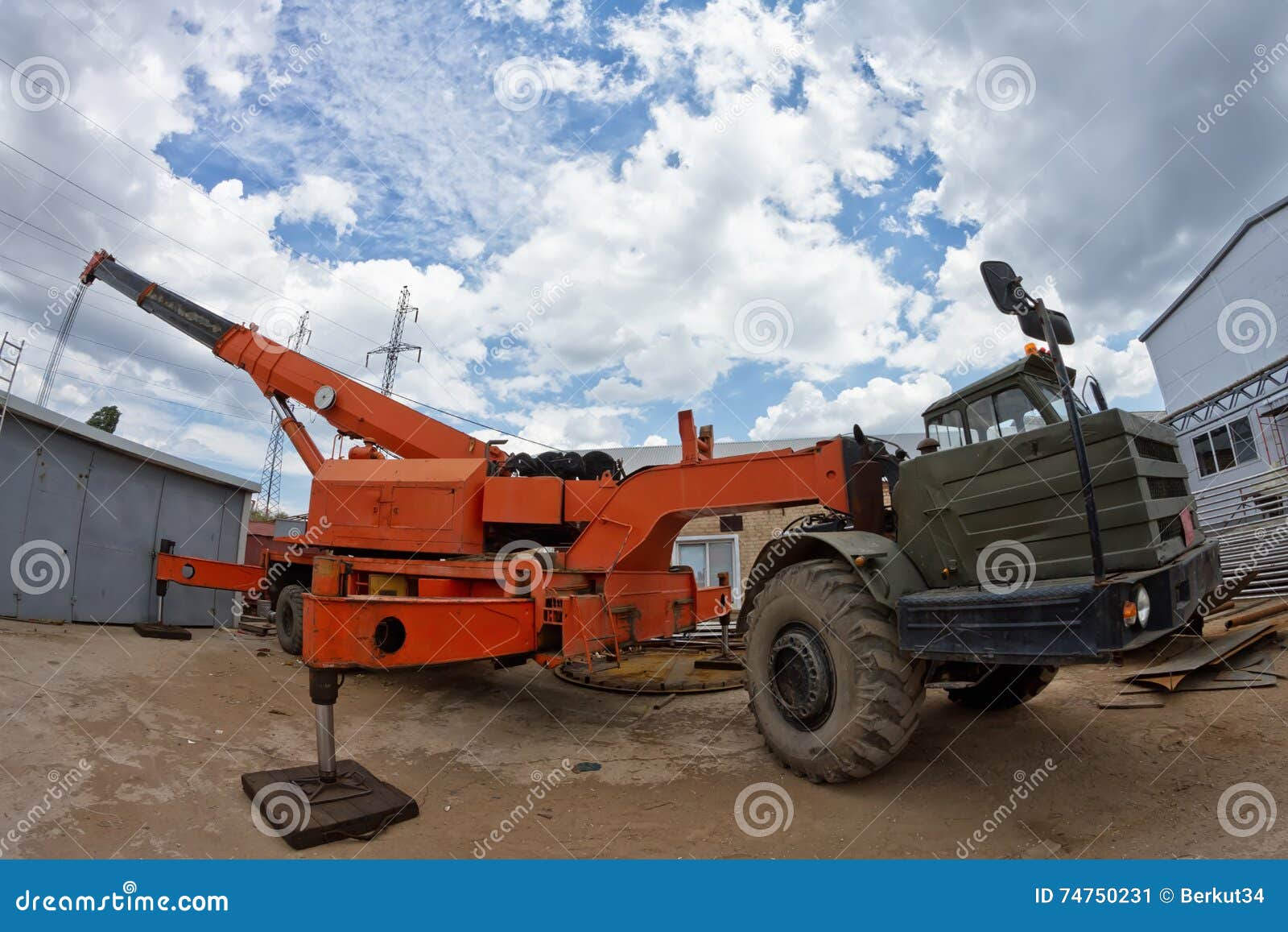 Large Heavy-load Crane Unfolded Stock Image - Image of structure ...