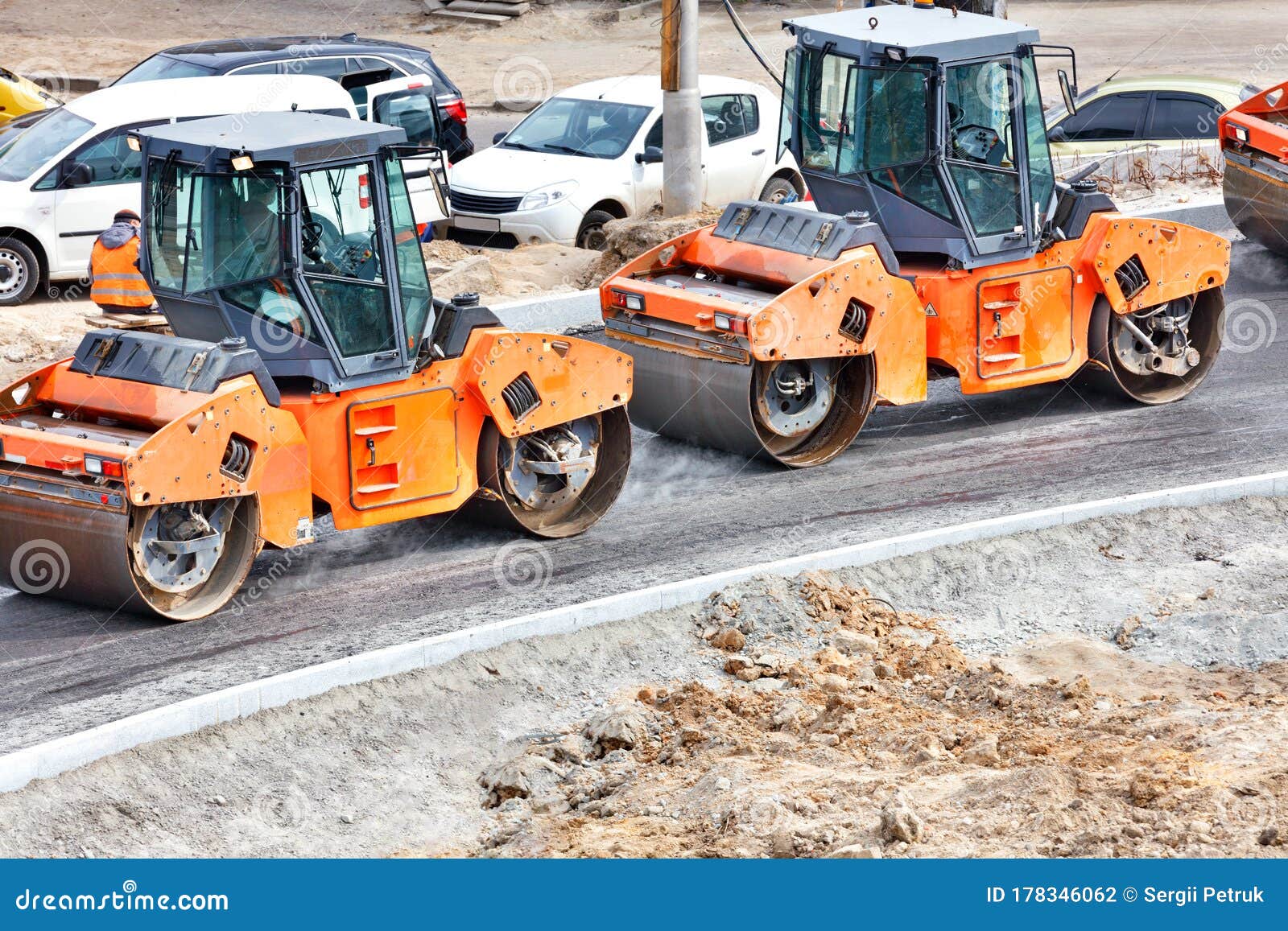 Heavy Orange Machine Crawler Loader Or Loader Excavator, Removing Soil ...