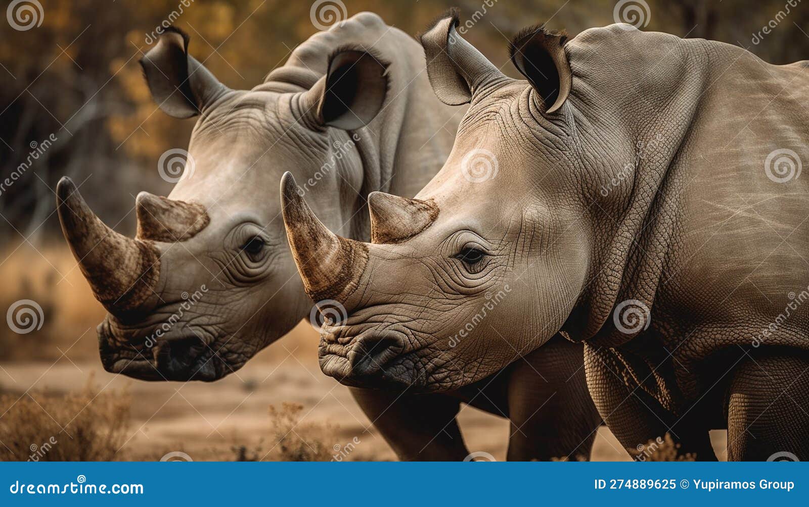Large Herbivorous Mammals Grazing in African Wilderness Area Generative ...