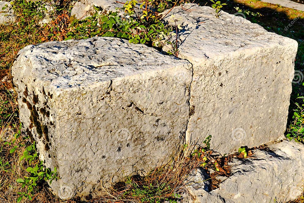 Large Hewn Stones of a Rectangular Shape Close-up. Excavations ...