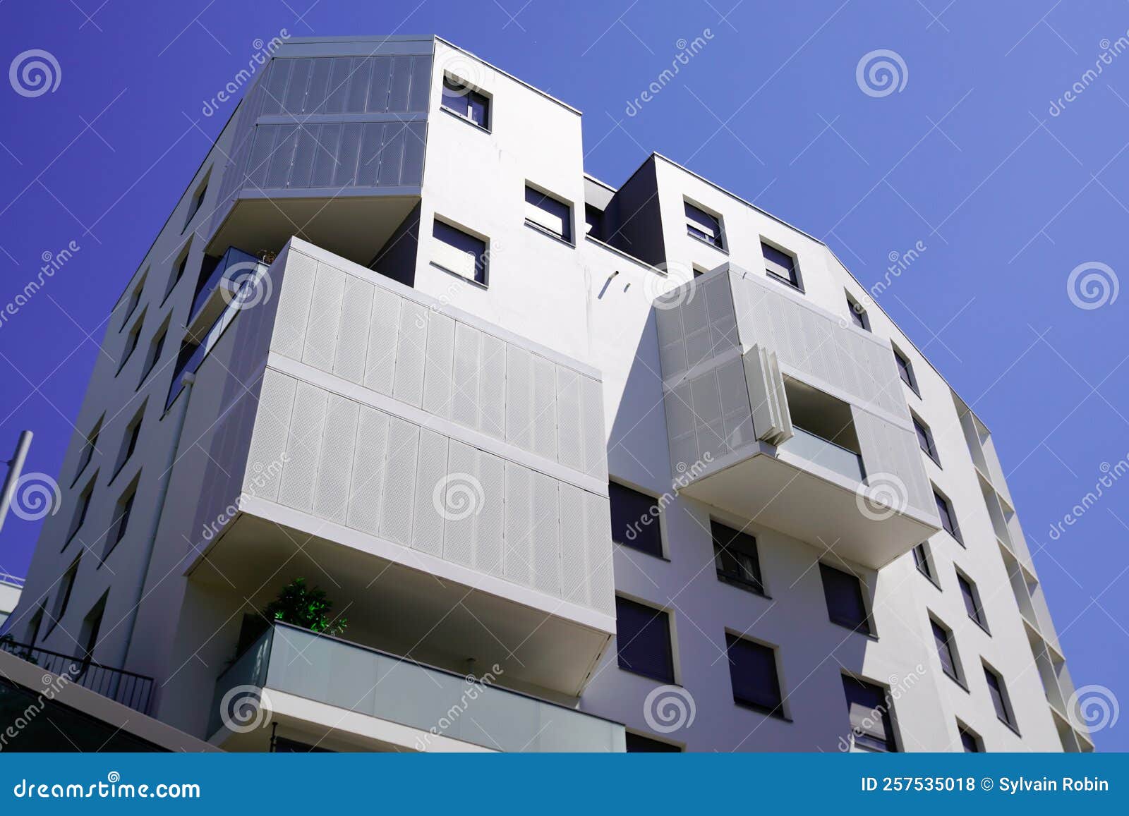 Large High Facade of Modern Cubic Building in New District in City ...