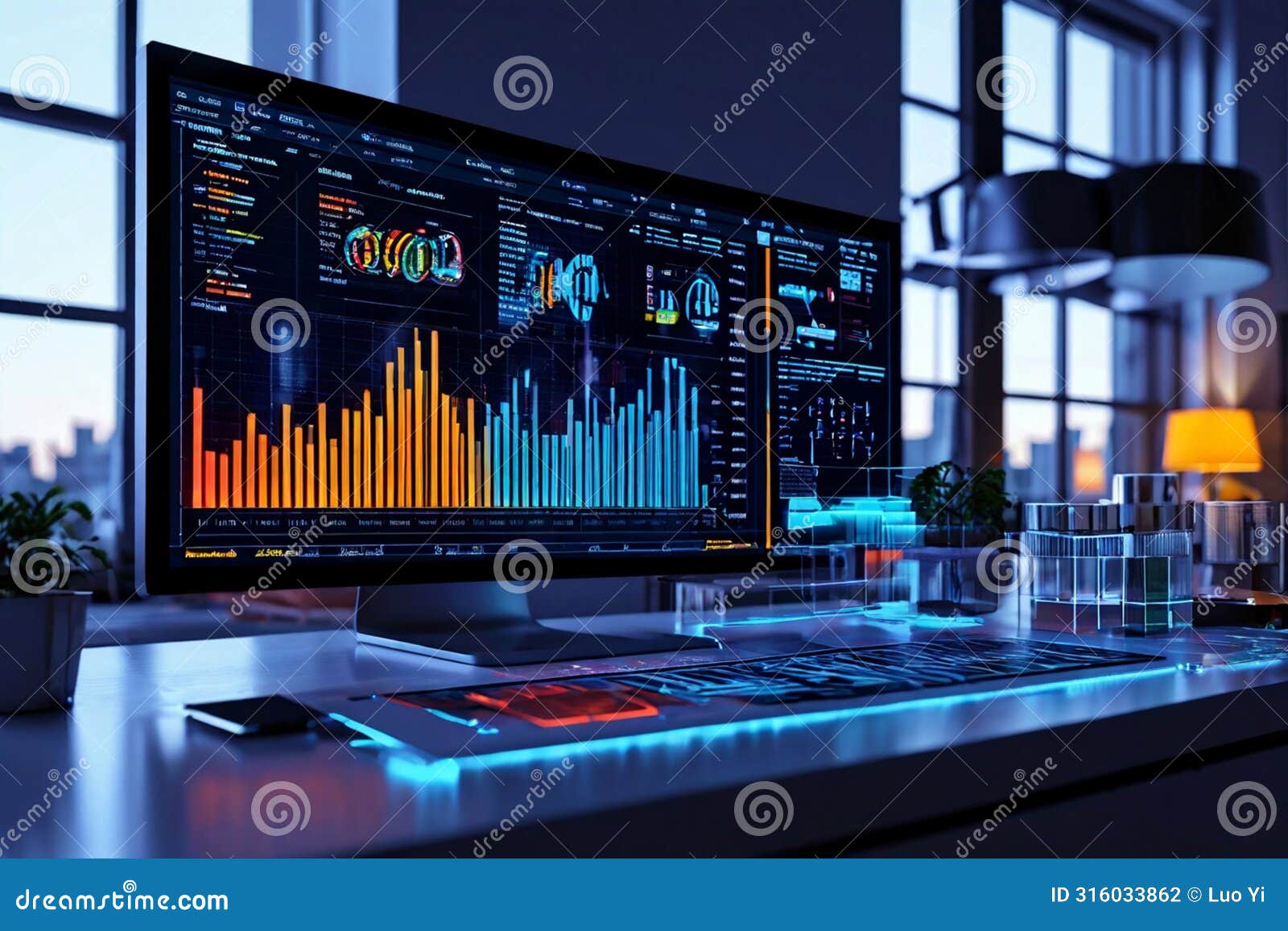 High-Tech Display: Data Insights in Modern Finance or Tech Stock ...