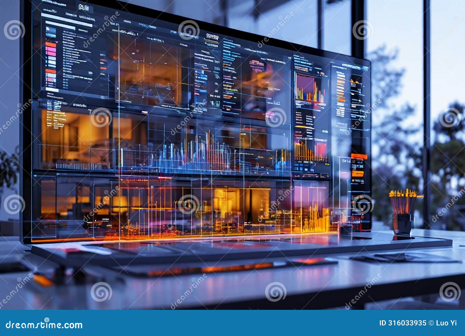 High-Tech Display: Data Insights in Modern Finance or Tech Stock ...