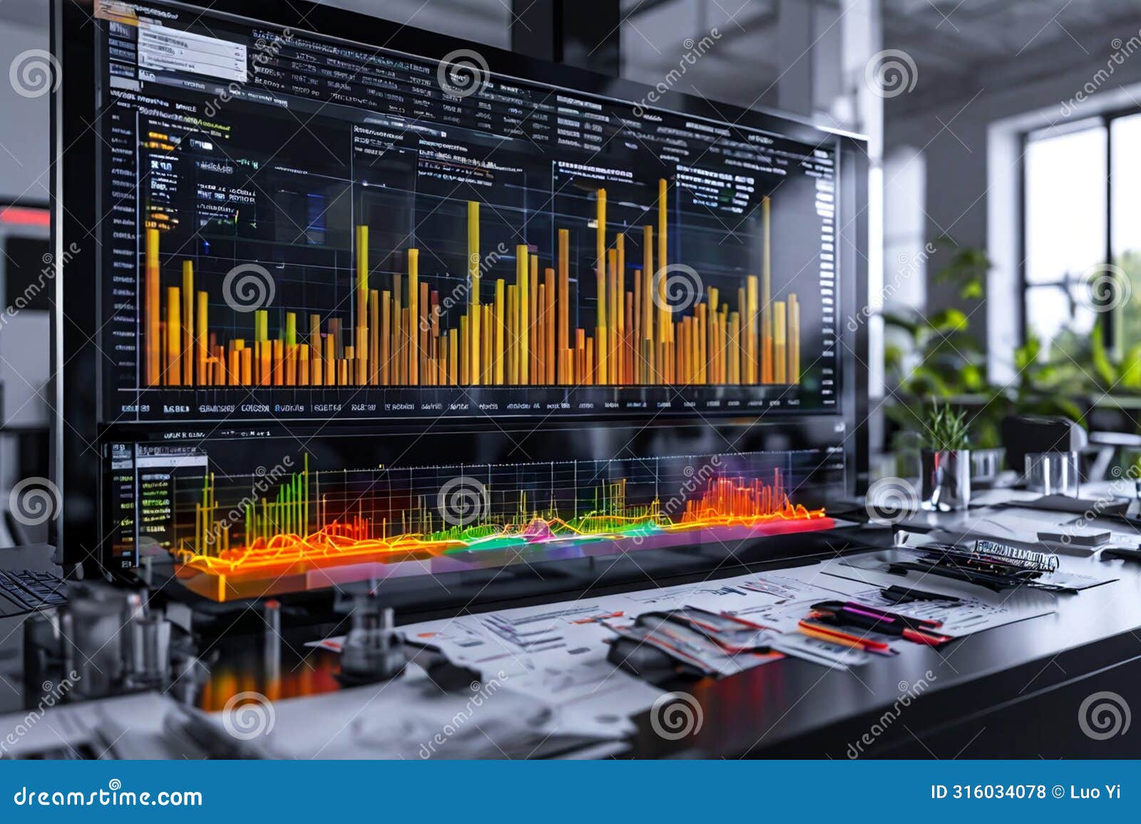 High-Tech Display: Data Insights in Modern Finance or Tech Stock ...