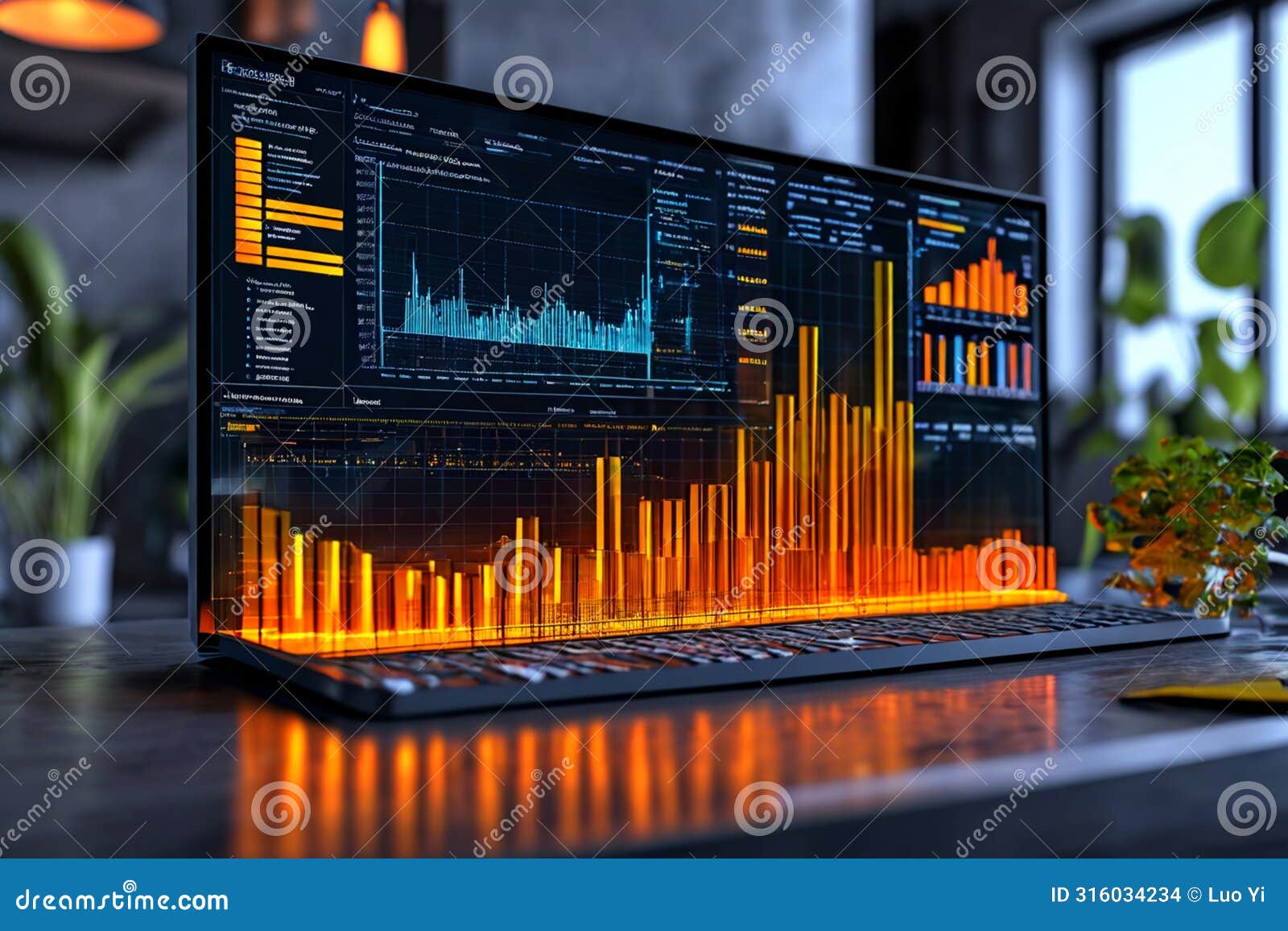 High-Tech Display: Data Insights in Modern Finance or Tech Stock ...