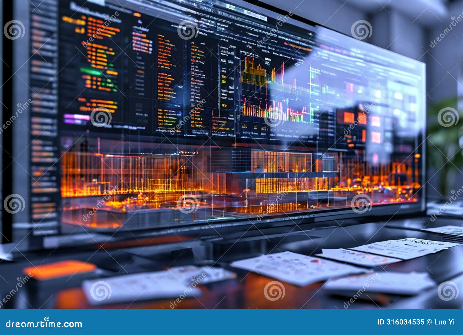 High-Tech Display: Data Insights in Modern Finance or Tech Stock ...