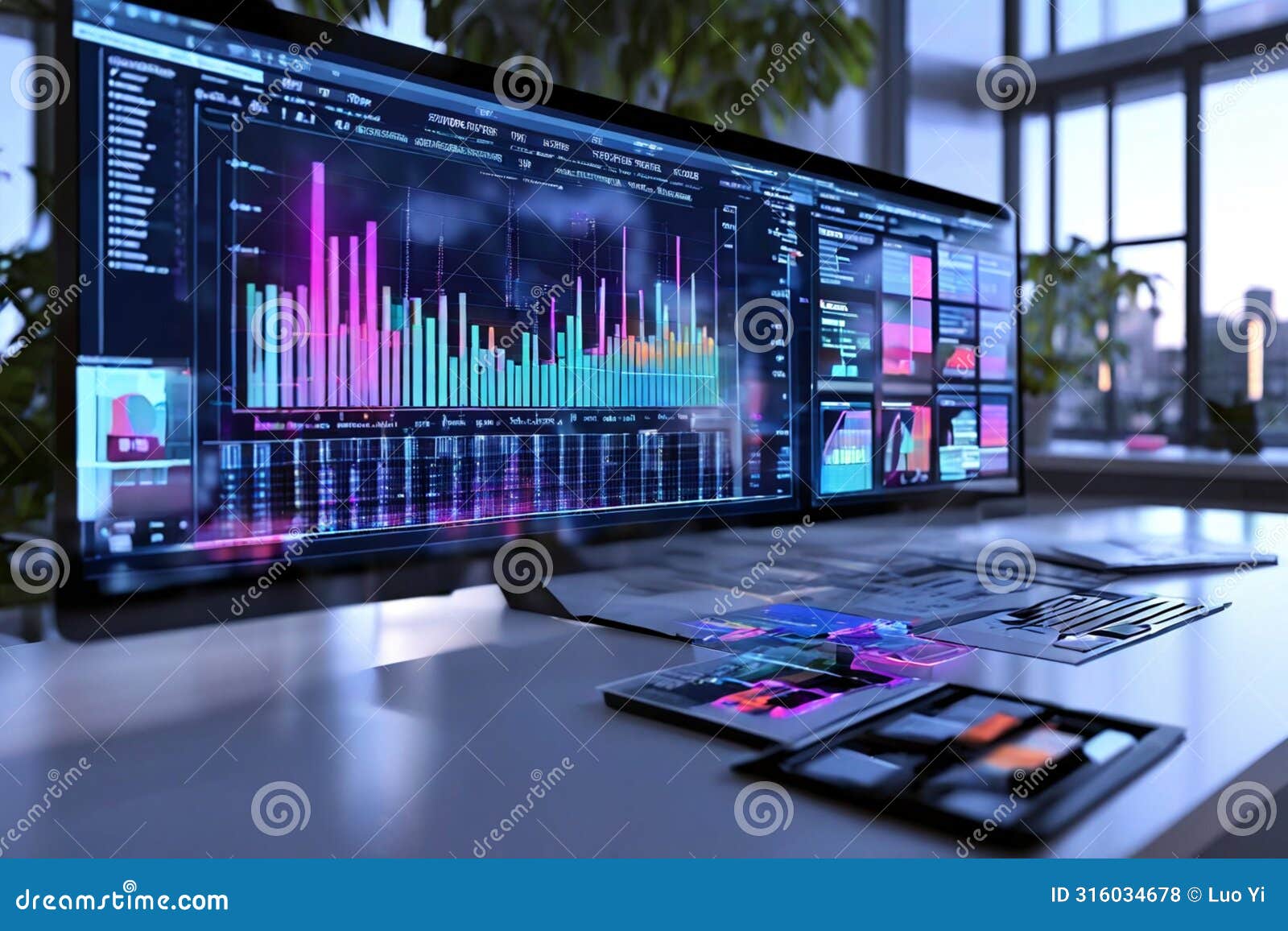 High-Tech Display: Data Insights in Modern Finance or Tech Stock ...