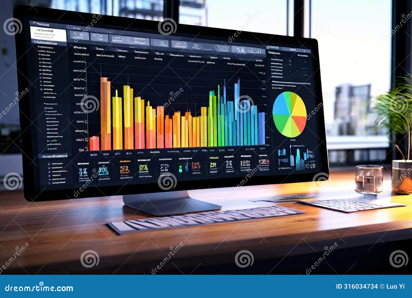 High-Tech Display: Data Insights in Modern Finance or Tech Stock ...