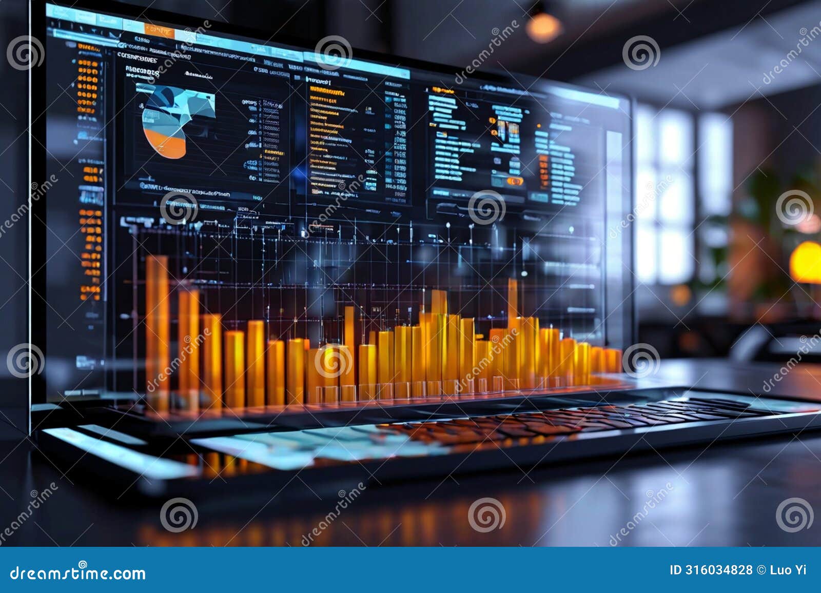 High-Tech Display: Data Insights in Modern Finance or Tech Stock ...