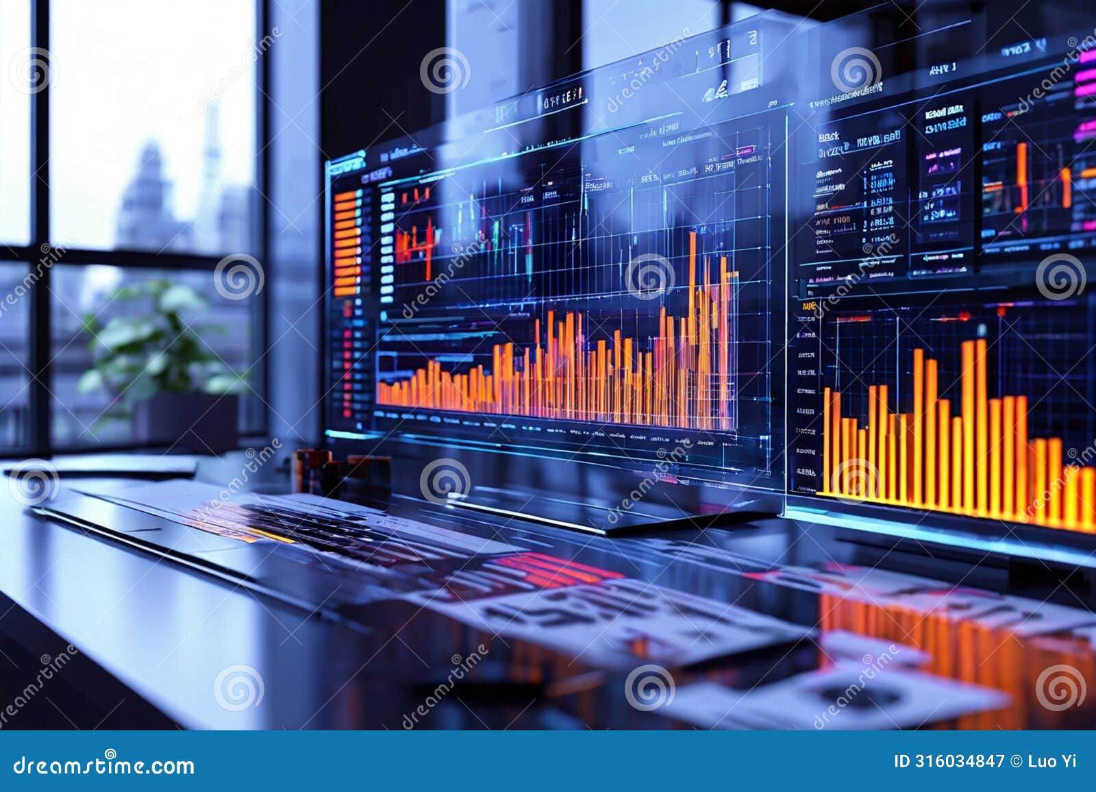 High-Tech Display: Data Insights in Modern Finance or Tech Stock ...