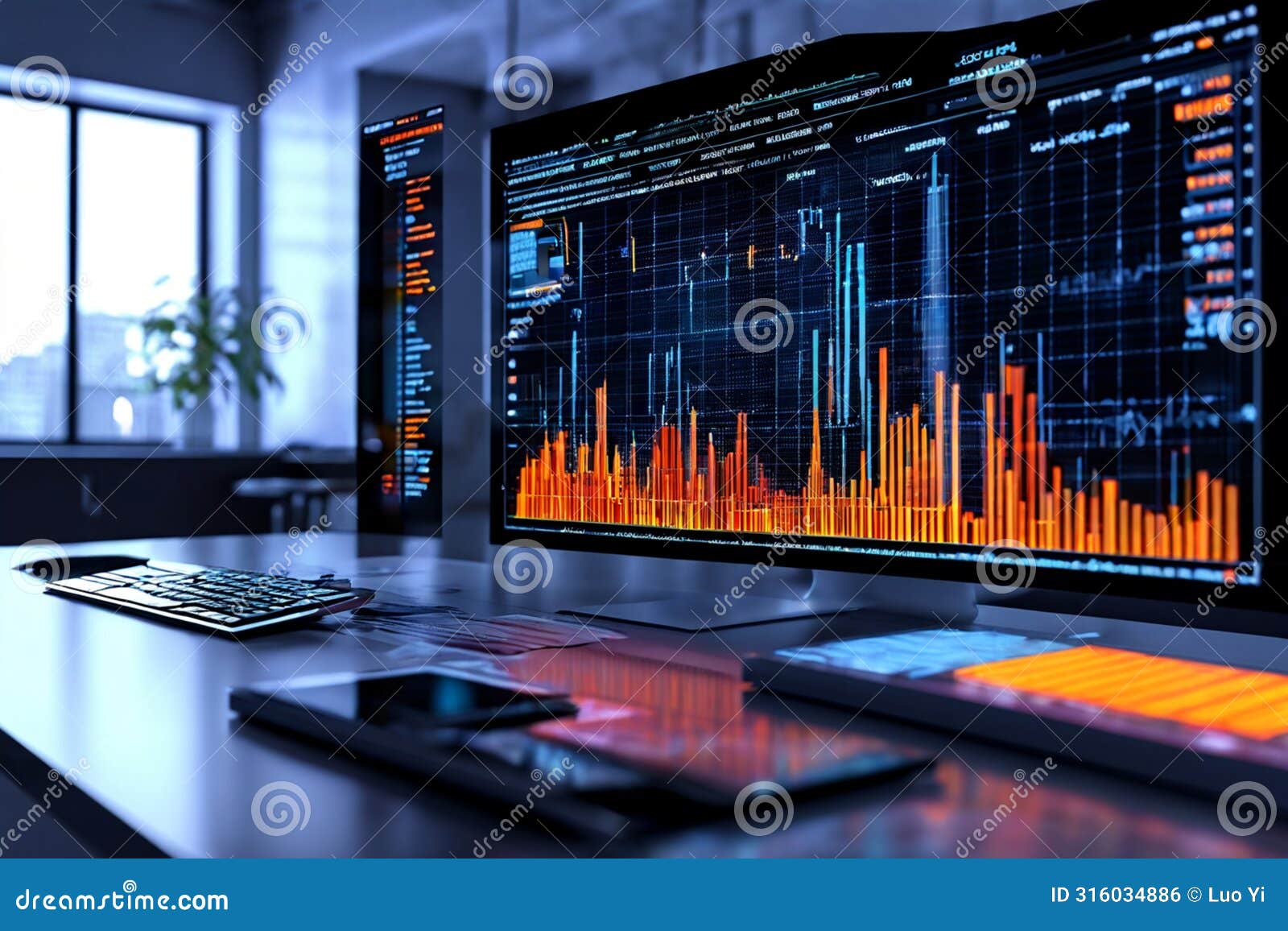 High-Tech Display: Data Insights in Modern Finance or Tech Stock ...