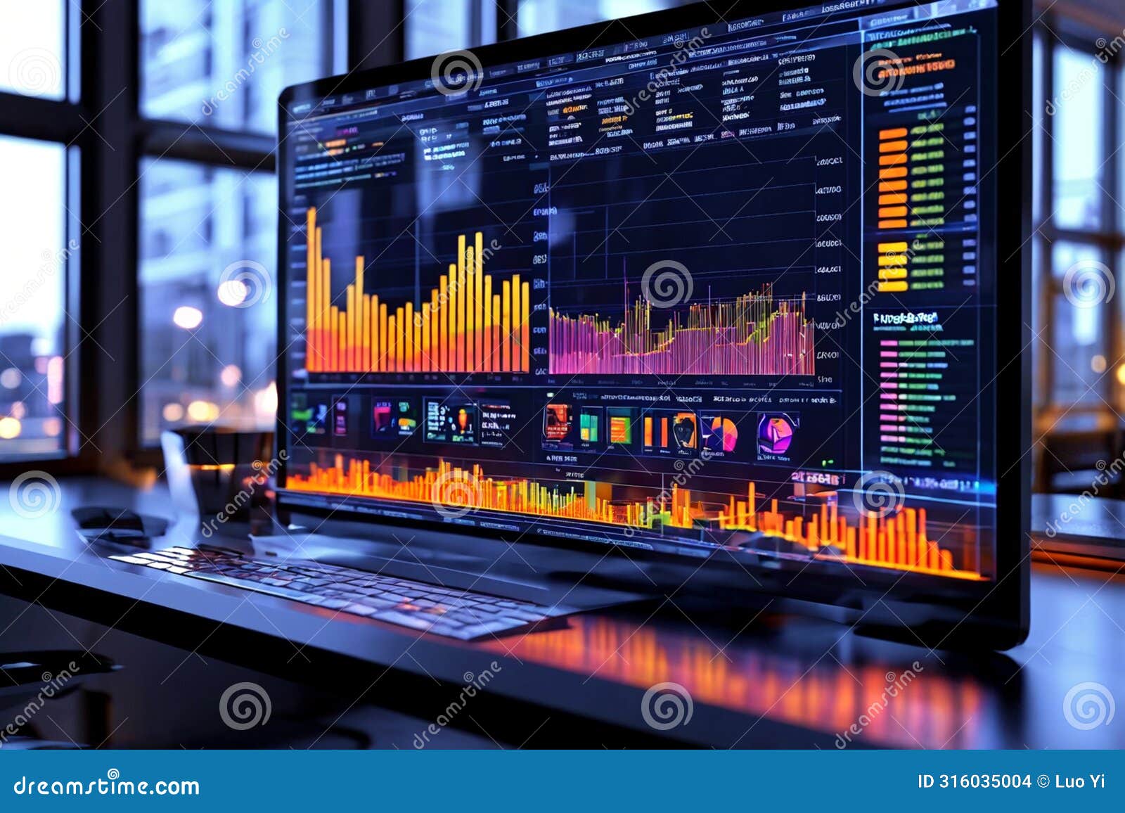 High-Tech Display: Data Insights in Modern Finance or Tech Stock ...