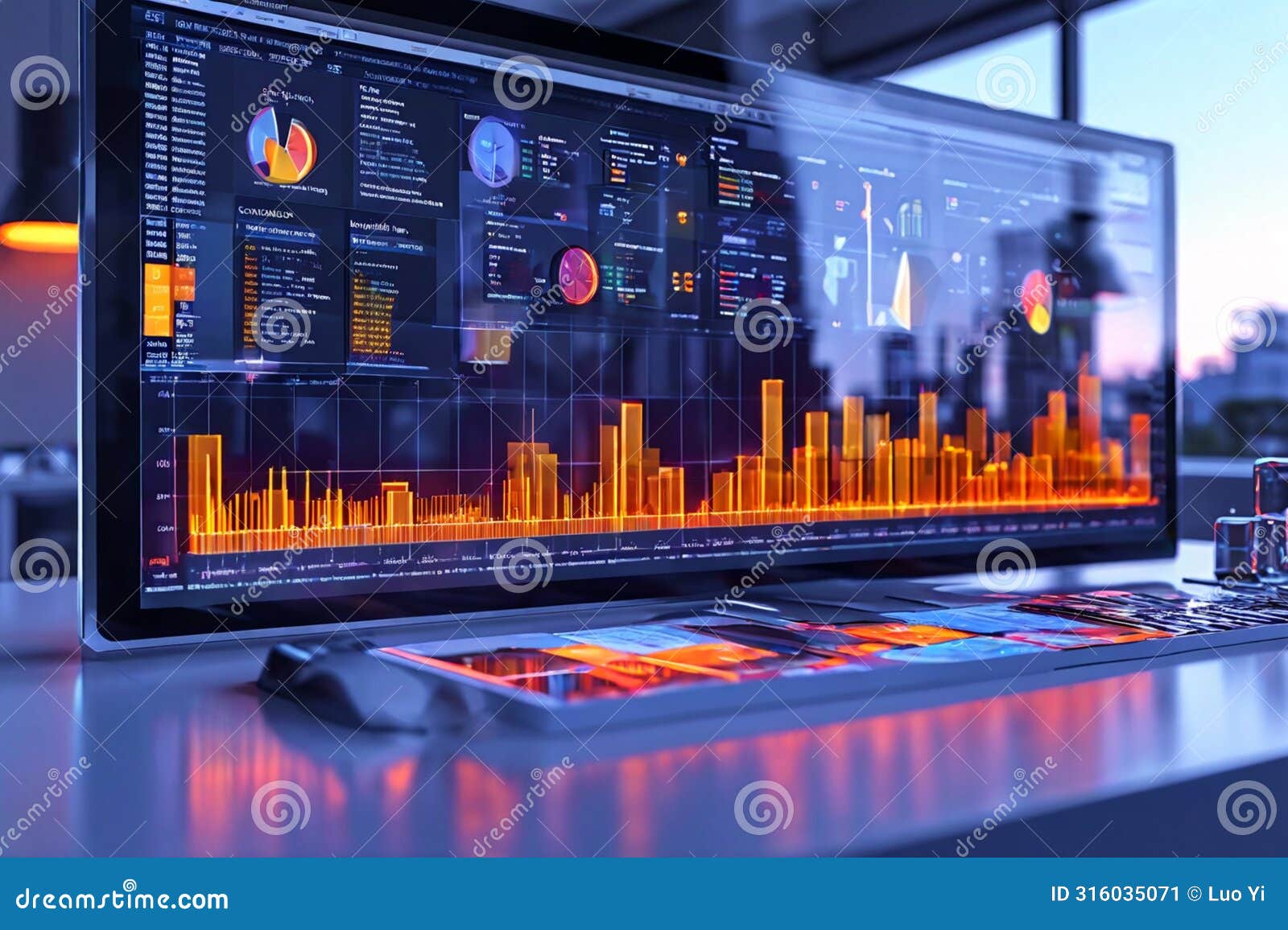 High-Tech Display: Data Insights in Modern Finance or Tech Stock ...