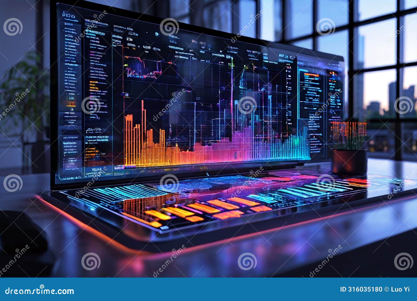 High-Tech Display: Data Insights in Modern Finance or Tech Stock ...