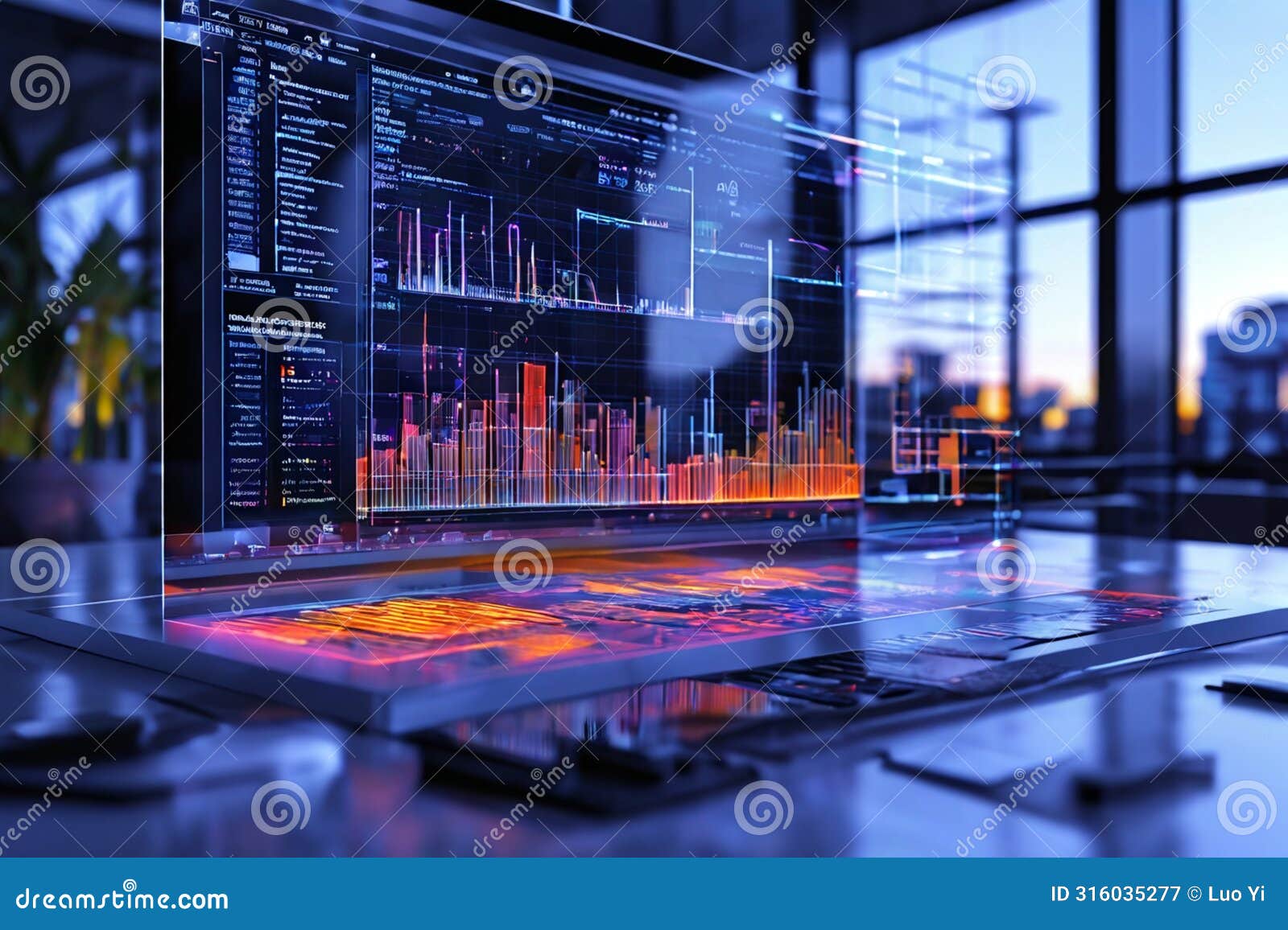 High-Tech Display: Data Insights in Modern Finance or Tech Stock ...
