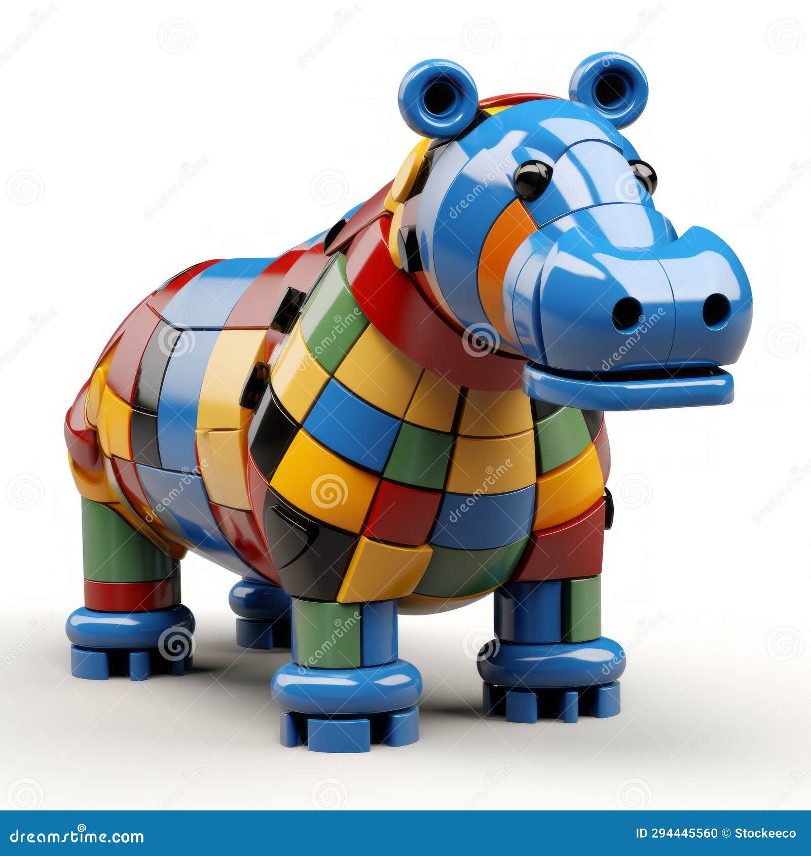 Colorful Lego Hippo: a Critique of Consumerism in Derppunk Style Stock ...