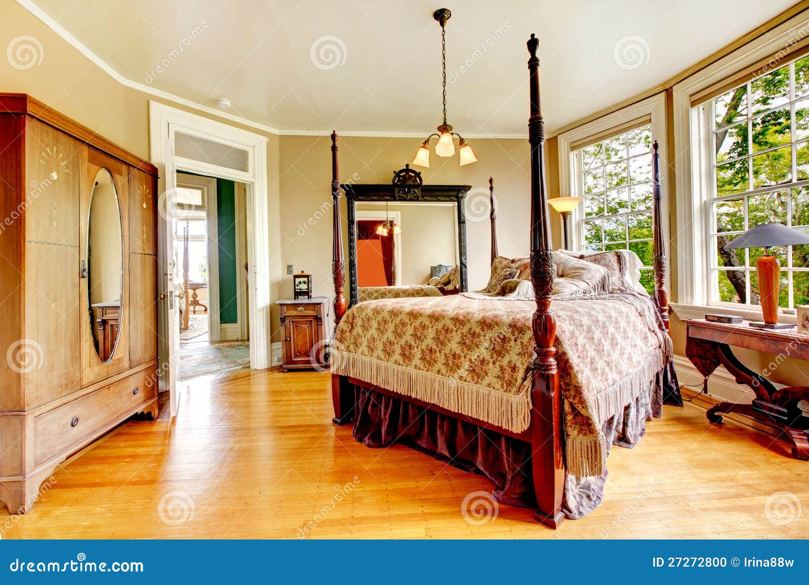 Large Historical Bedroom with Antique Bed. Stock Photo - Image of house ...