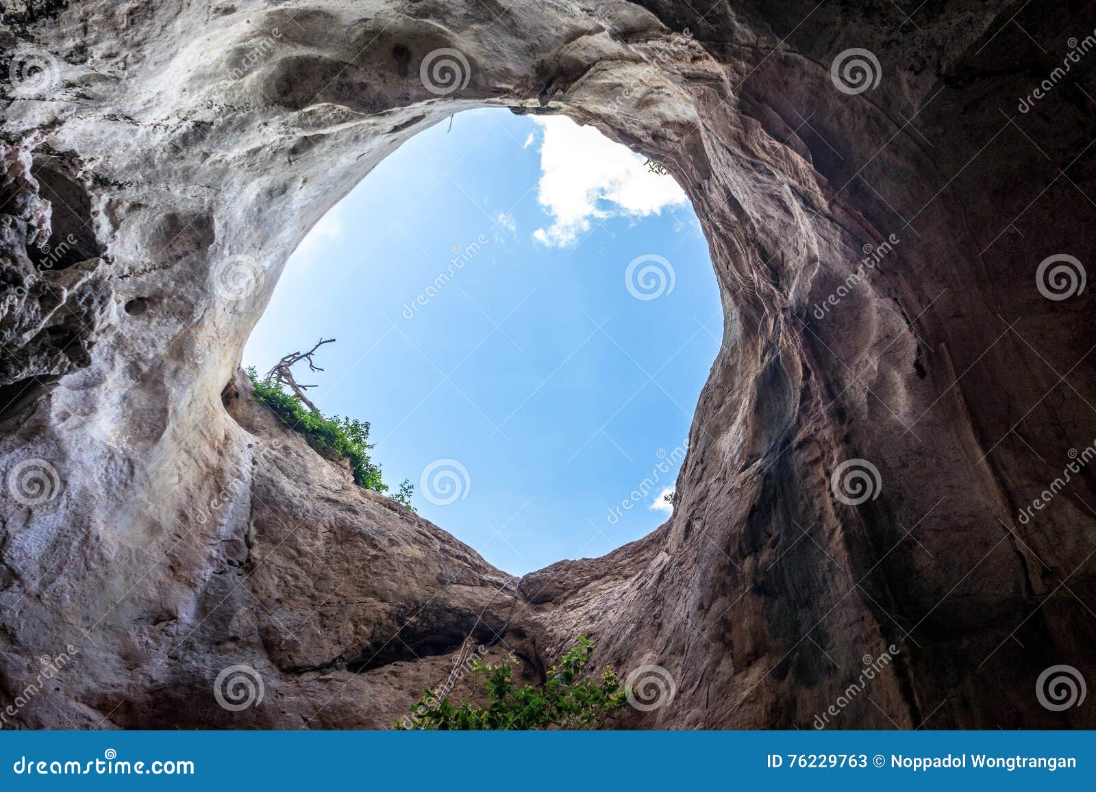 Large Hole In Rocky Cave With Blue Sky Royalty-Free Stock Photo ...