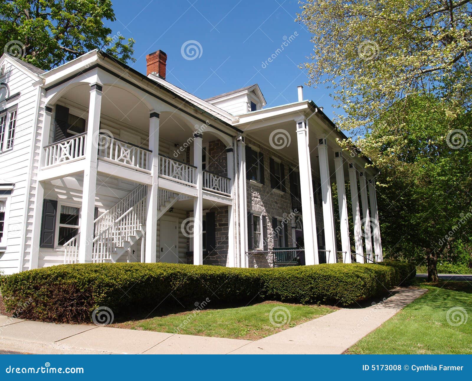 Large Home with Front Porch with Columns Stock Photo - Image of dwell ...