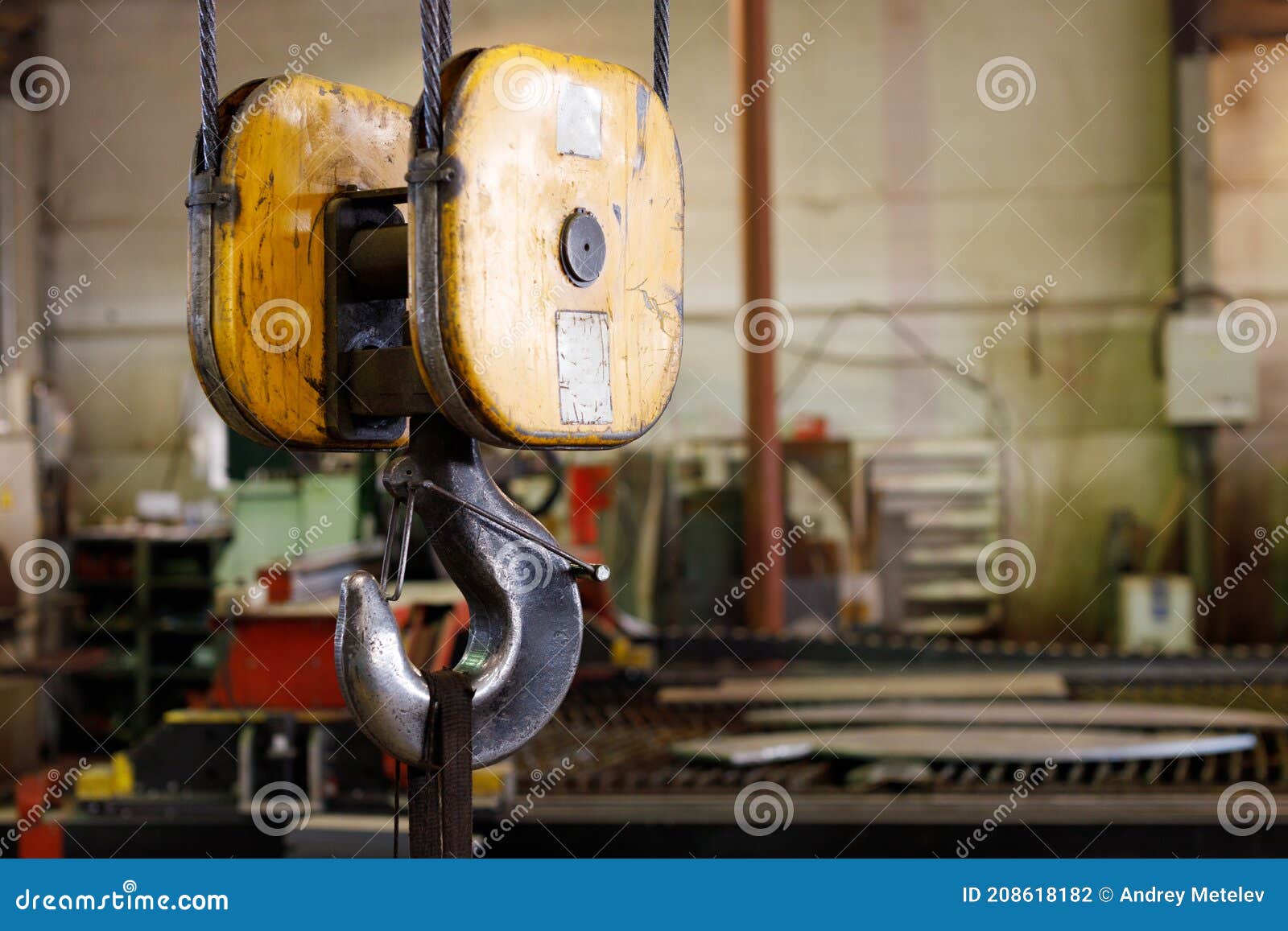 Large Hook for Heavy Weight in Machine Building in Workshop Room Stock ...