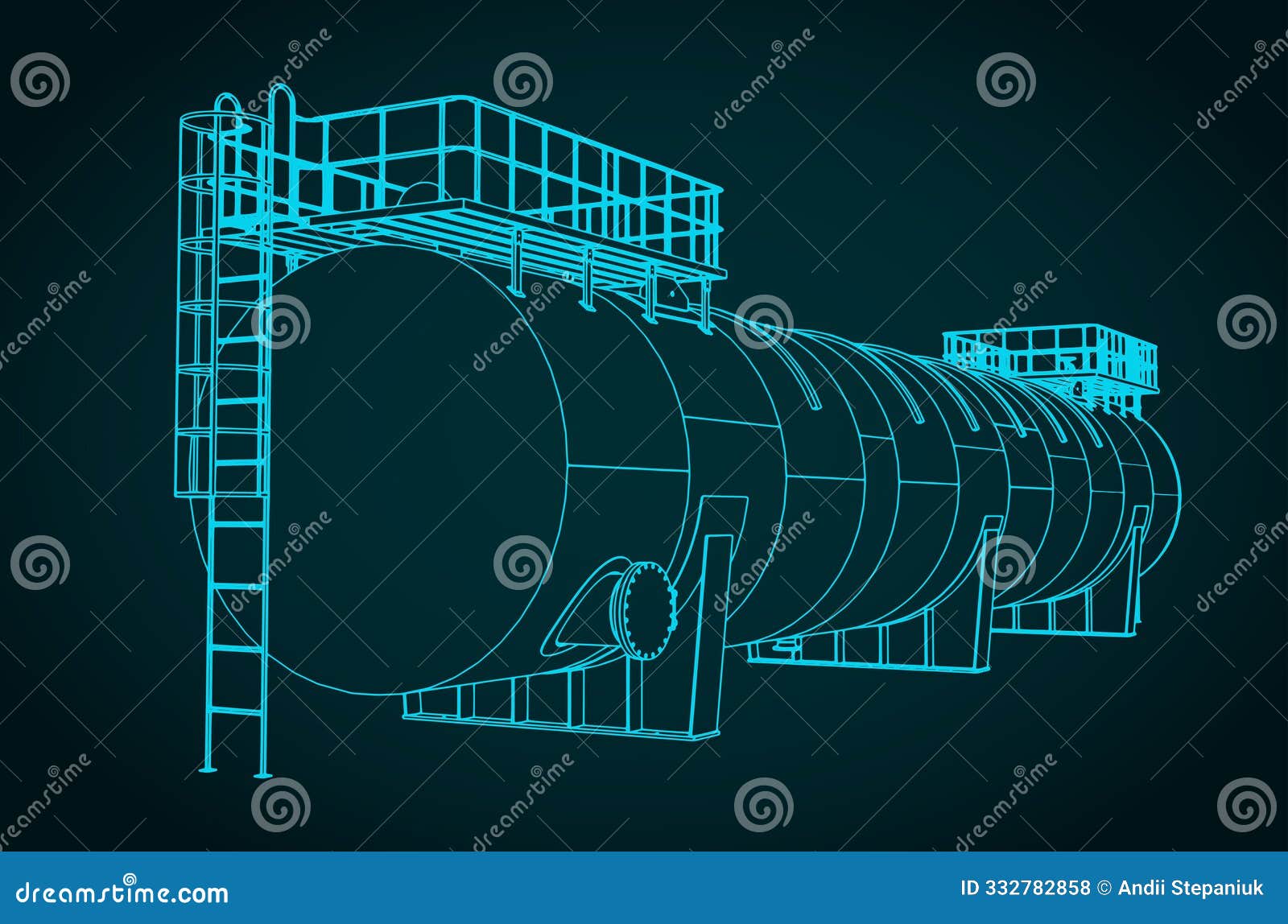 Large Horizontal Storage Tank Blueprint Stock Vector - Illustration of ...