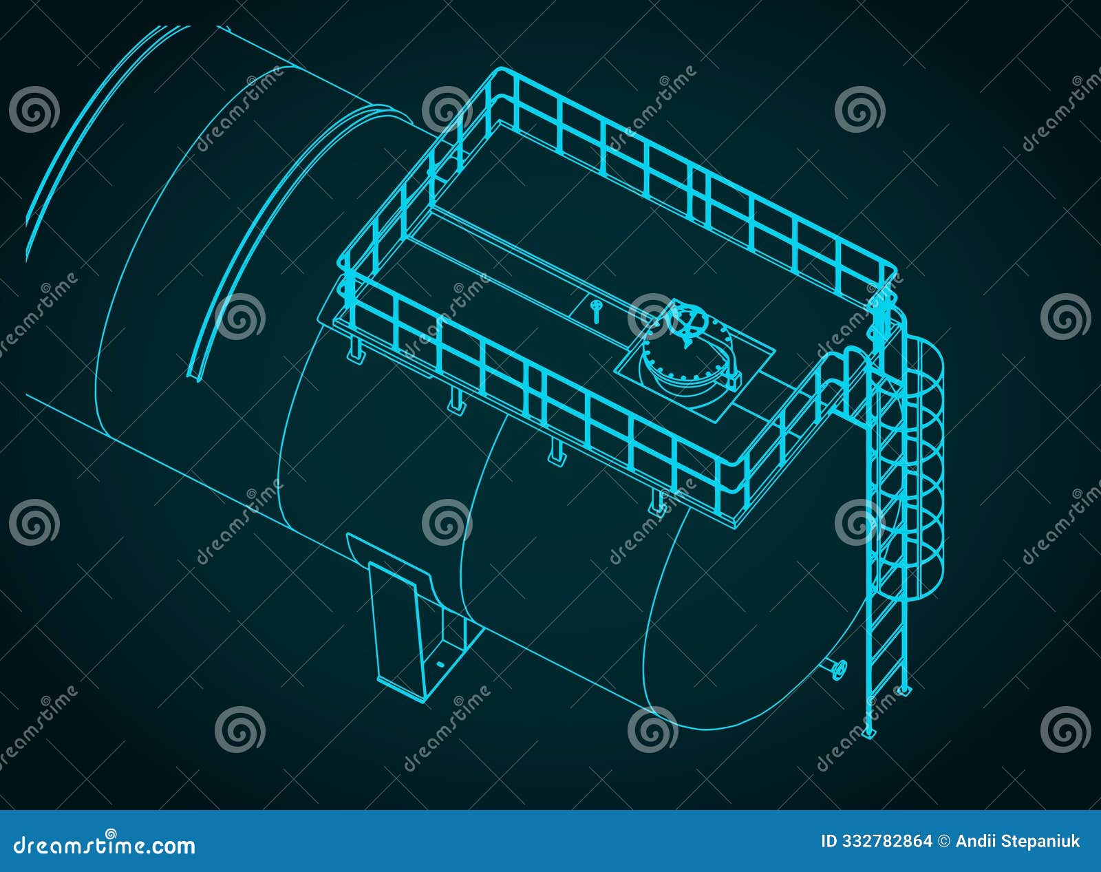 Large Horizontal Storage Tank Blueprints Vector Illustration ...